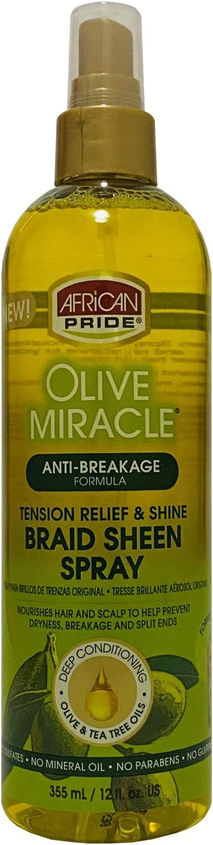 Amazon.com : AFRICAN PRIDE Olive Miracle Braid Sheen Spray 12 Oz ...