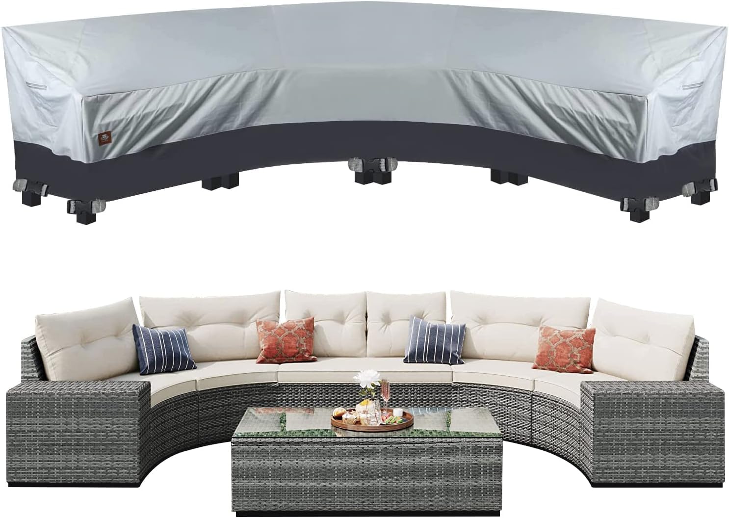 Amazon.com: ClawsCover 6-8 Seater Curved Outdoor Patio Sectional Couch ...
