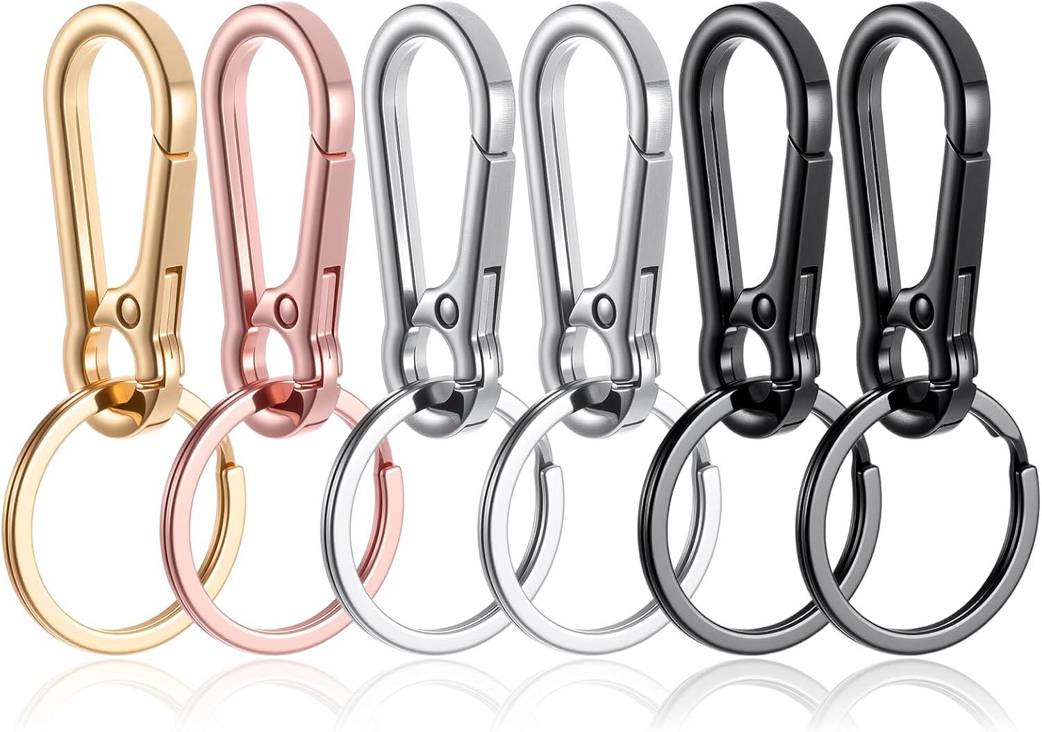 Wanmu 6Pcs Metal Keyring Keychain, 4 Colors Key Ring Chain Clip Holder ...