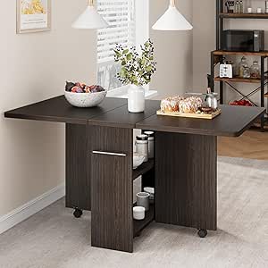 Amazon.com - Space Saving Folding Dining Table with 2 Tier Storage ...