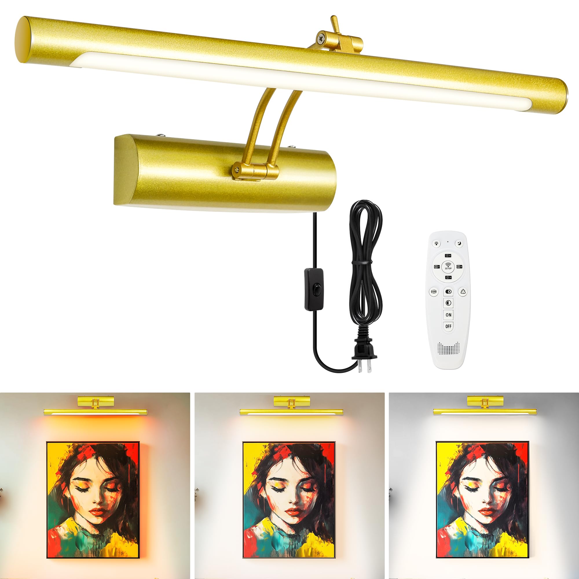 16" LED Picture Light Plug in, Picture Light for Painting with Remote ...