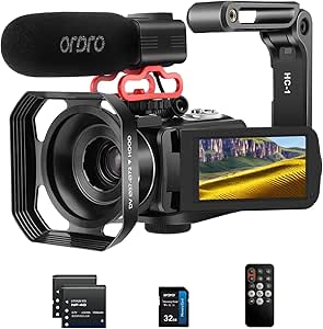 Amazon.com : ORDRO 4K Video Camera Camcorder 10X Optical Zoom 120X ...