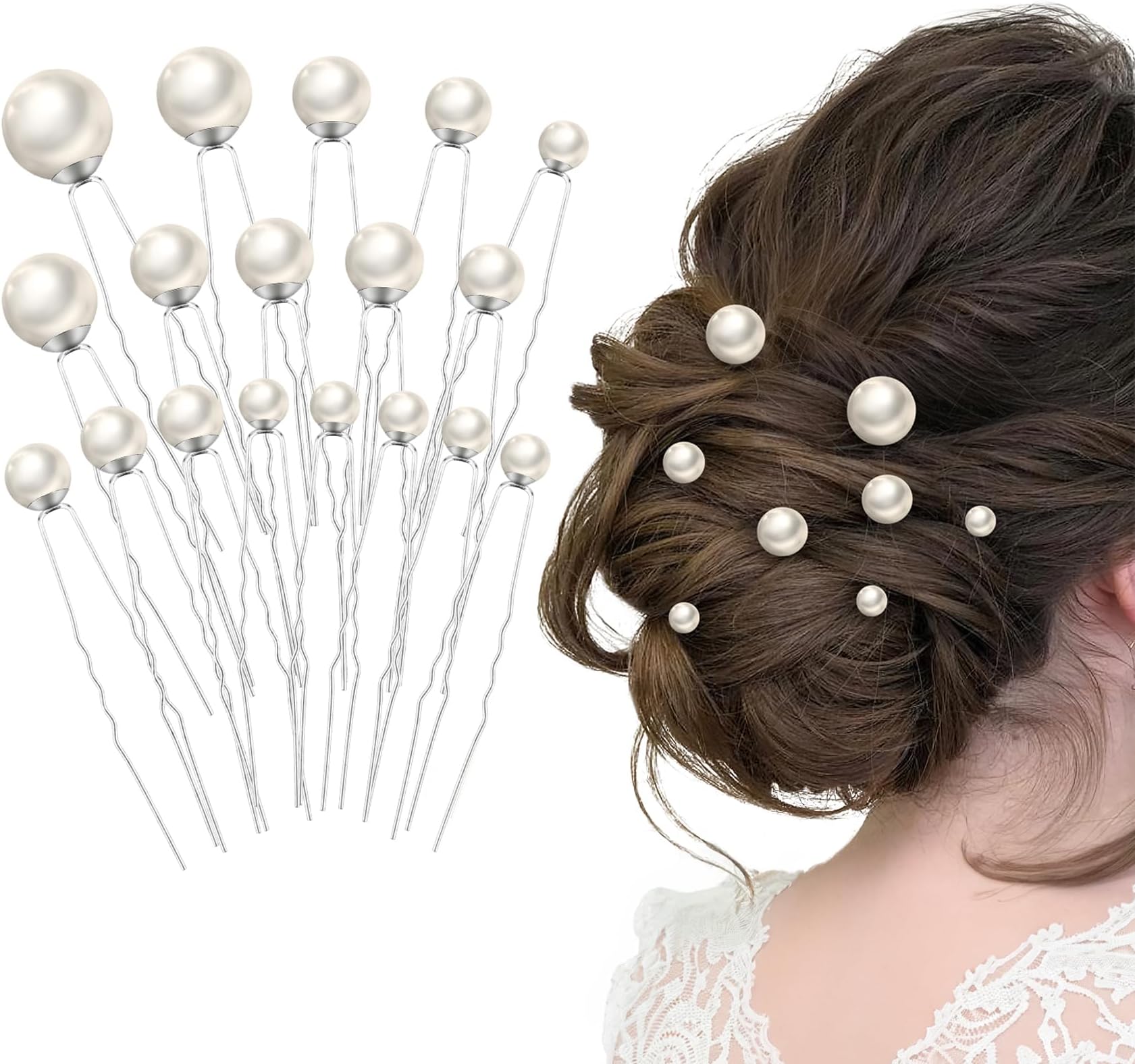 Amazon.com : 18Pcs Pearl and Rhinestone Hair Accessories for Wedding ...