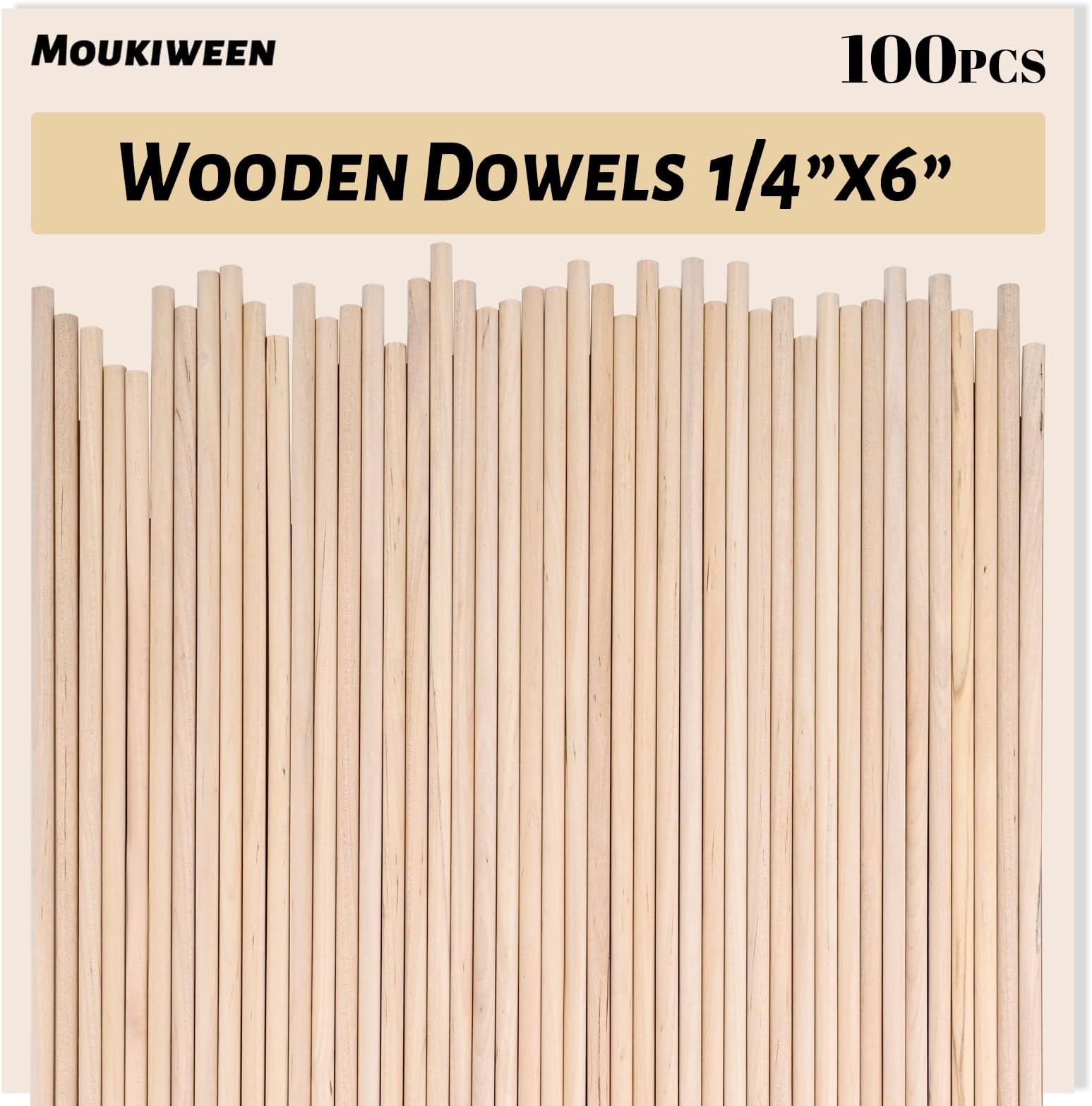 Amazon.com: 40 PCS Dowel Rod 6 Inch Wooden Dowels 1/4 inch Wood Craft ...