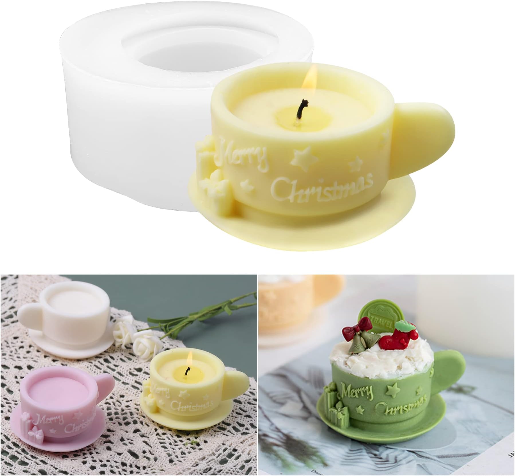 Amazon.com: GreatMold 3D Apple Candle Soap Silicone Molds Food Grade ...
