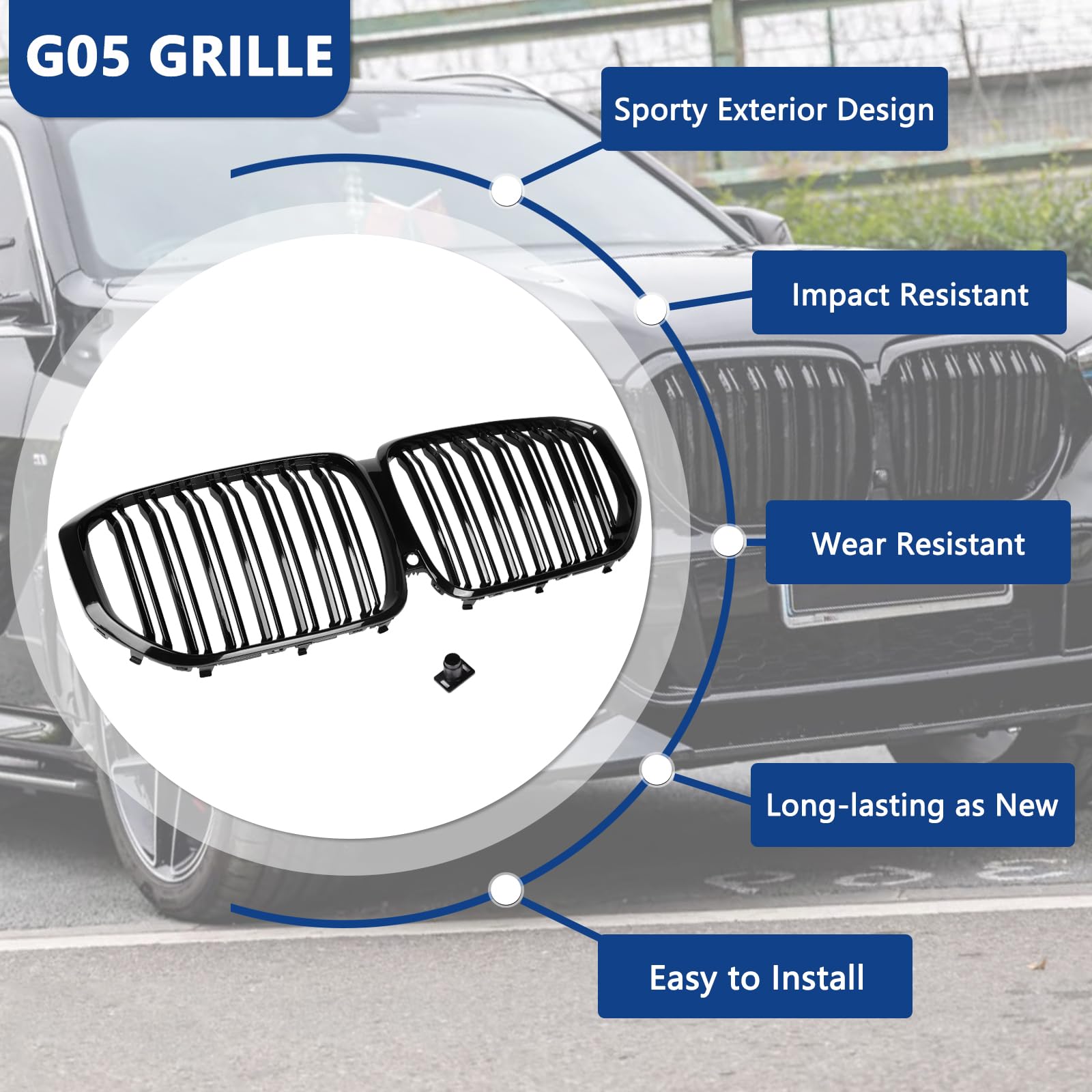 Snapklik.com : DEKEWEI G05 Grille, Front Kidney Grill Compatible