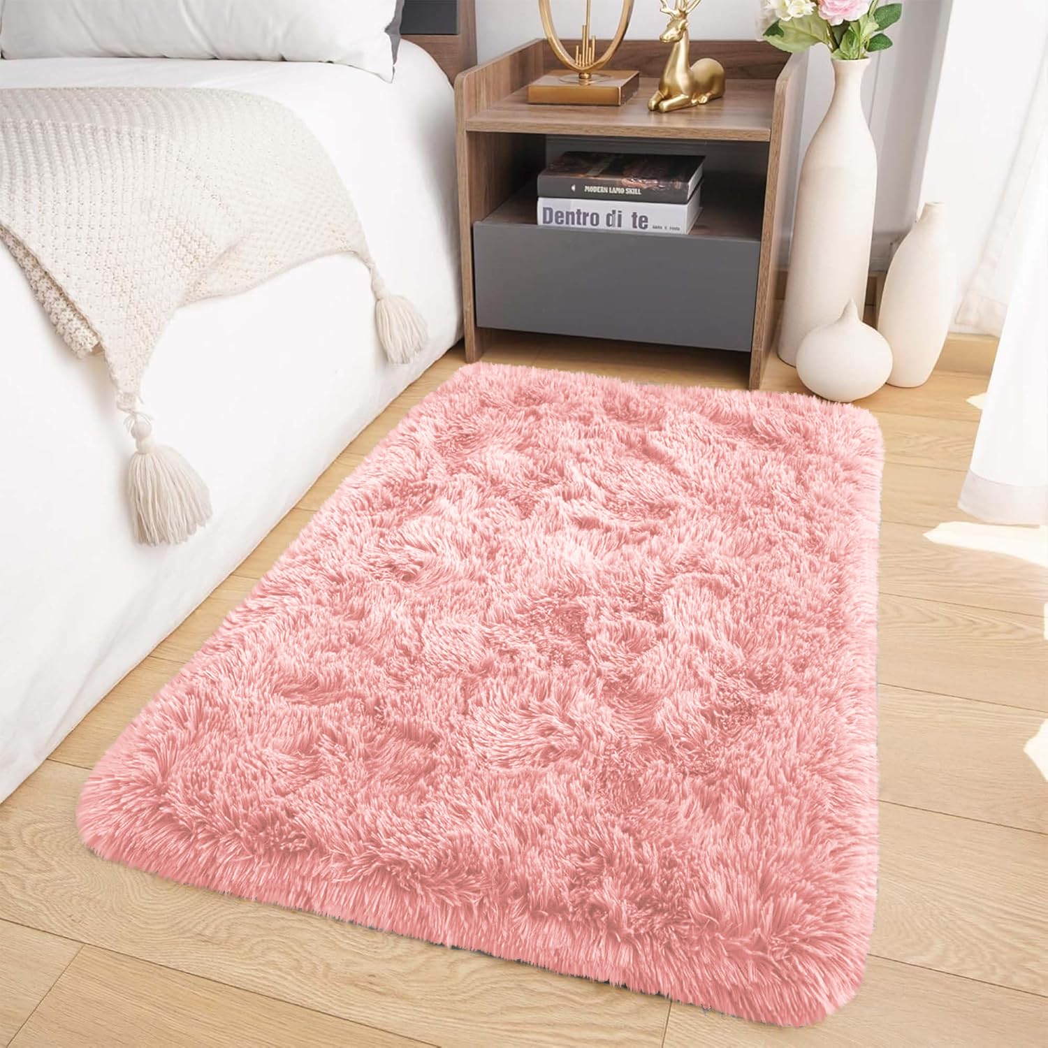 Amazon.com: IR Imperial Rooms 2x3 Feet Pink Shaggy Rug for Living Room ...