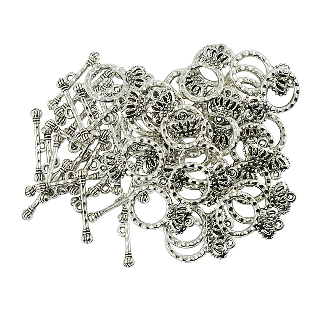 ShoppingLane 30 Sets Crown Clasp Connector Beads Crown Bar Shaped OT ...
