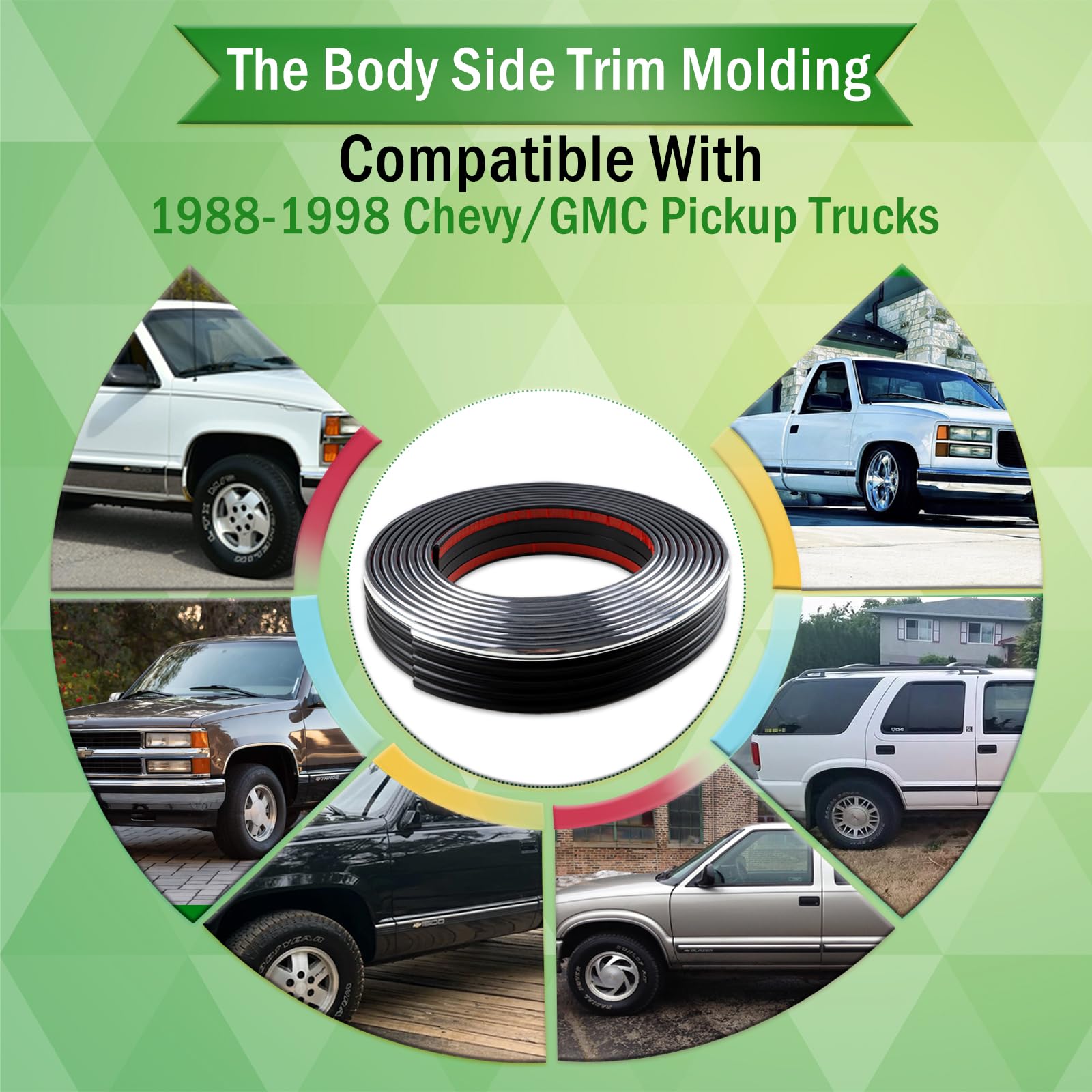 Snapklik.com : Qagea Chrome Body Side Trim Molding Fit For 1988-1998 ...