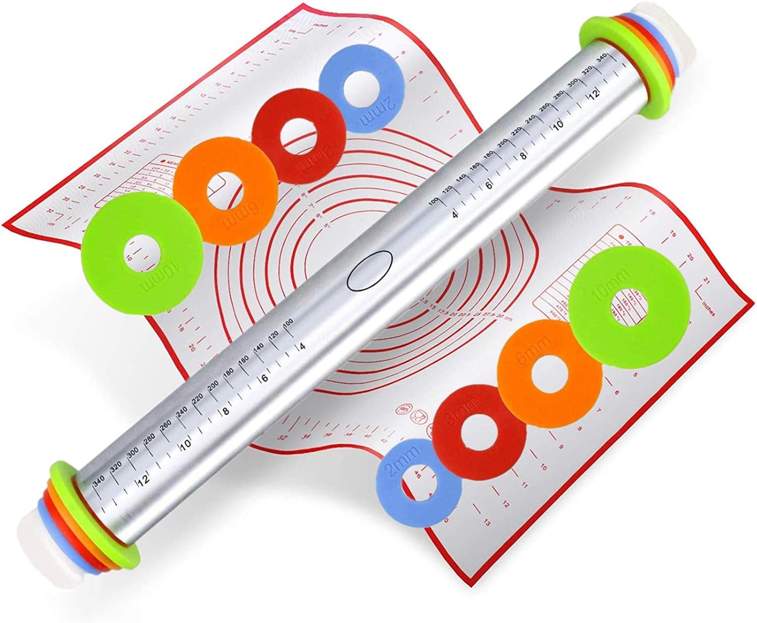 Amazon.com: Seagomall Adjustable Rolling Pin, Stainless Steel Rolling ...