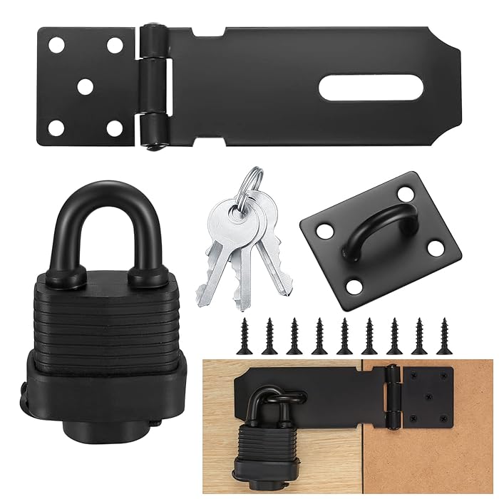 Buy Stainless Steel Padlock Hasp Kit, Shed Door Latch Hasp with Padlock ...