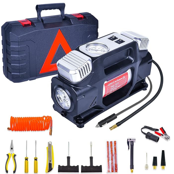 Buy GSPSCN Portable 12V Air Compressor Pump,Heavy Duty Dual Cylinders ...