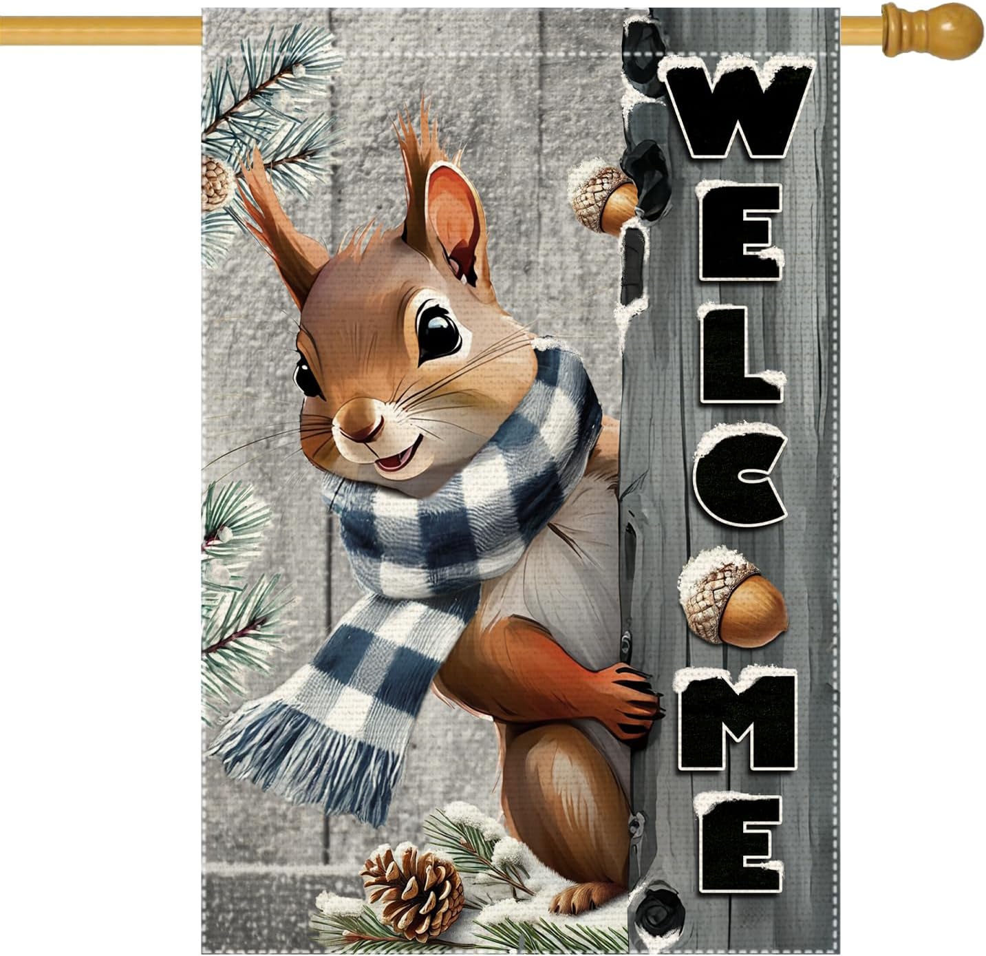 Amazon.com : Winter Garden Flag 28x40inch The Nut Squirrel Welcome Large Garden Flags Yard Porch ...