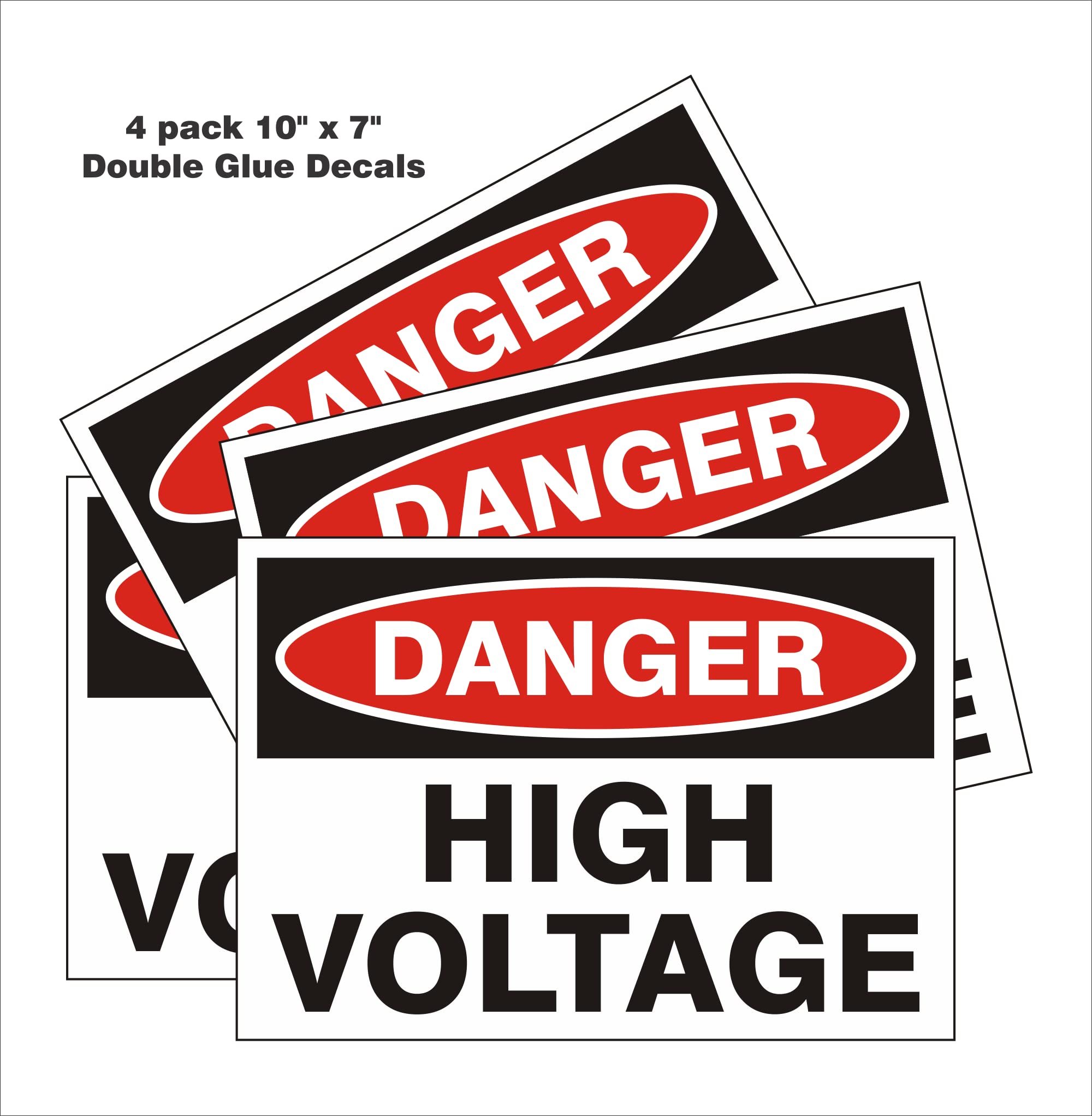 Amazon.com: 4 Pack Danger HIGH Voltage 10" x 7" Outdoor Quality Solvent ...