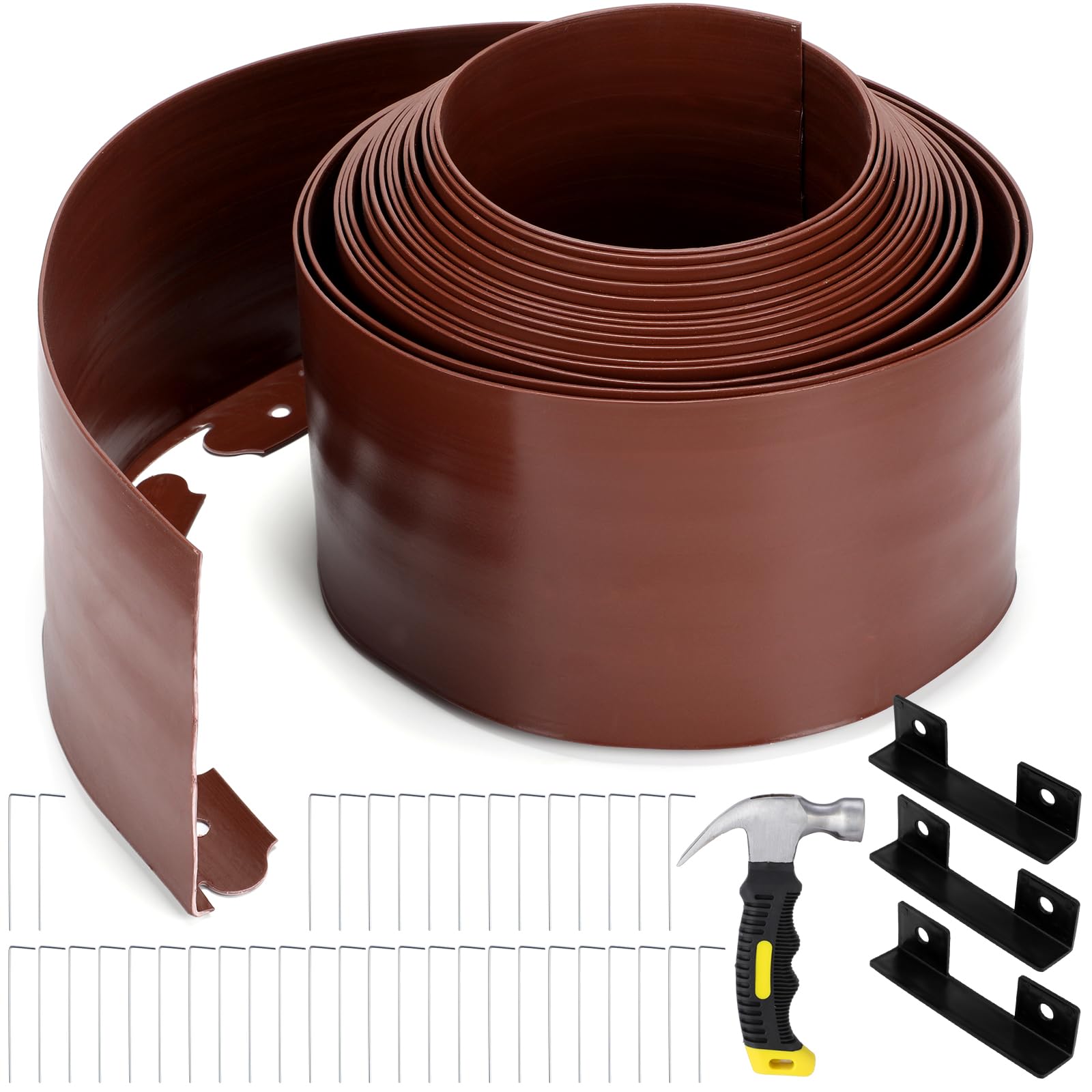 Amazon.com : FoldTier 6 Inch Tall 33 ft Length No Dig Landscape Plastic Edging Kit with Hammer ...