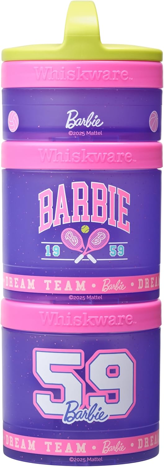 Amazon.com: Barbie 59 (Sports) Whiskware Stackable Snack Pack - 3 Jar + Handle - Yellow/Pink ...