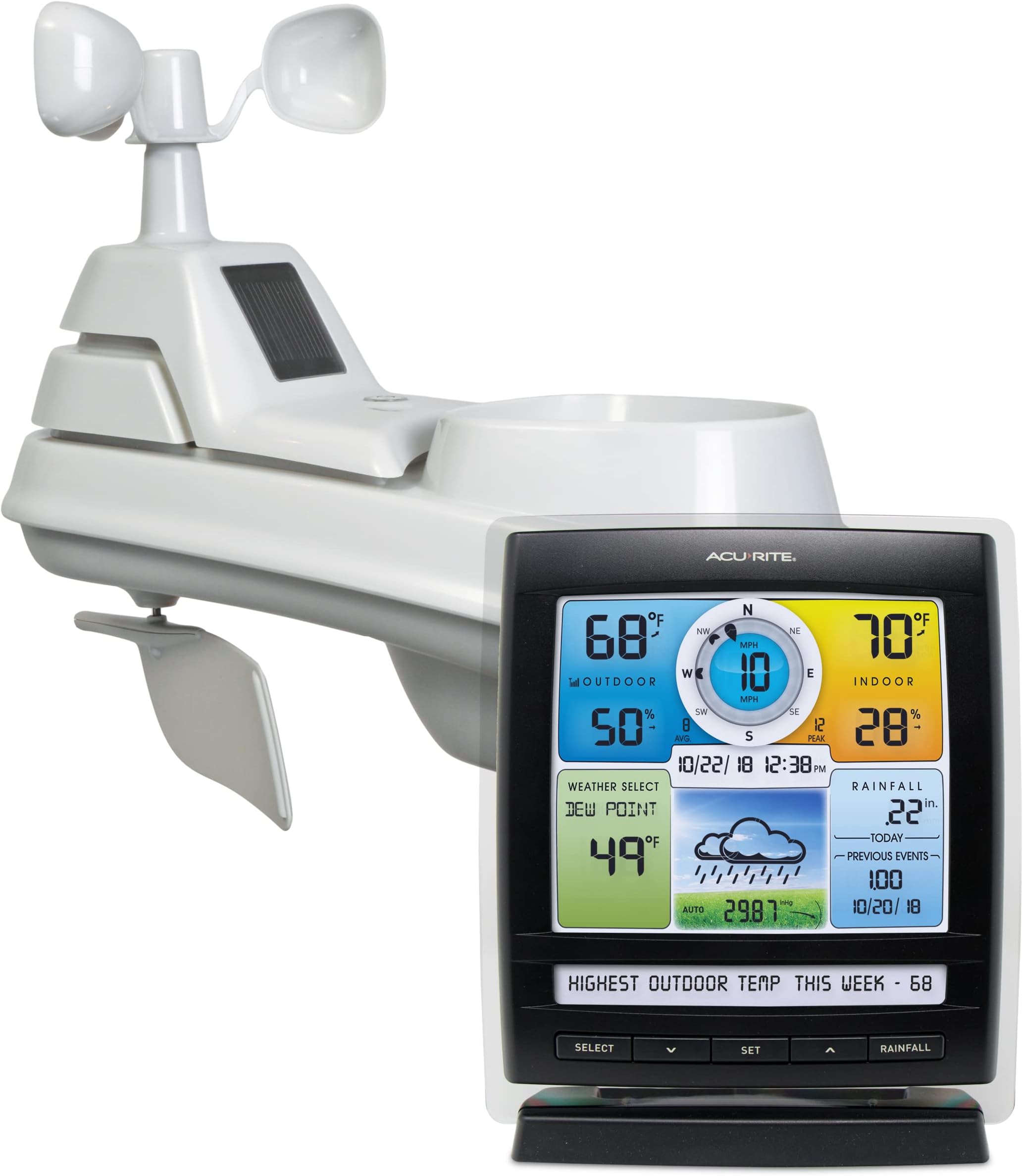 ACURITE 01512 Pro Color Weather Station with Rain, Wind, Temperature ...