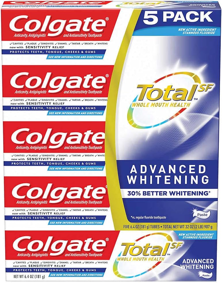 Amazon.com : Colgate Total SF Advanced Whitening Toothpaste, 6.4 Ounce ...