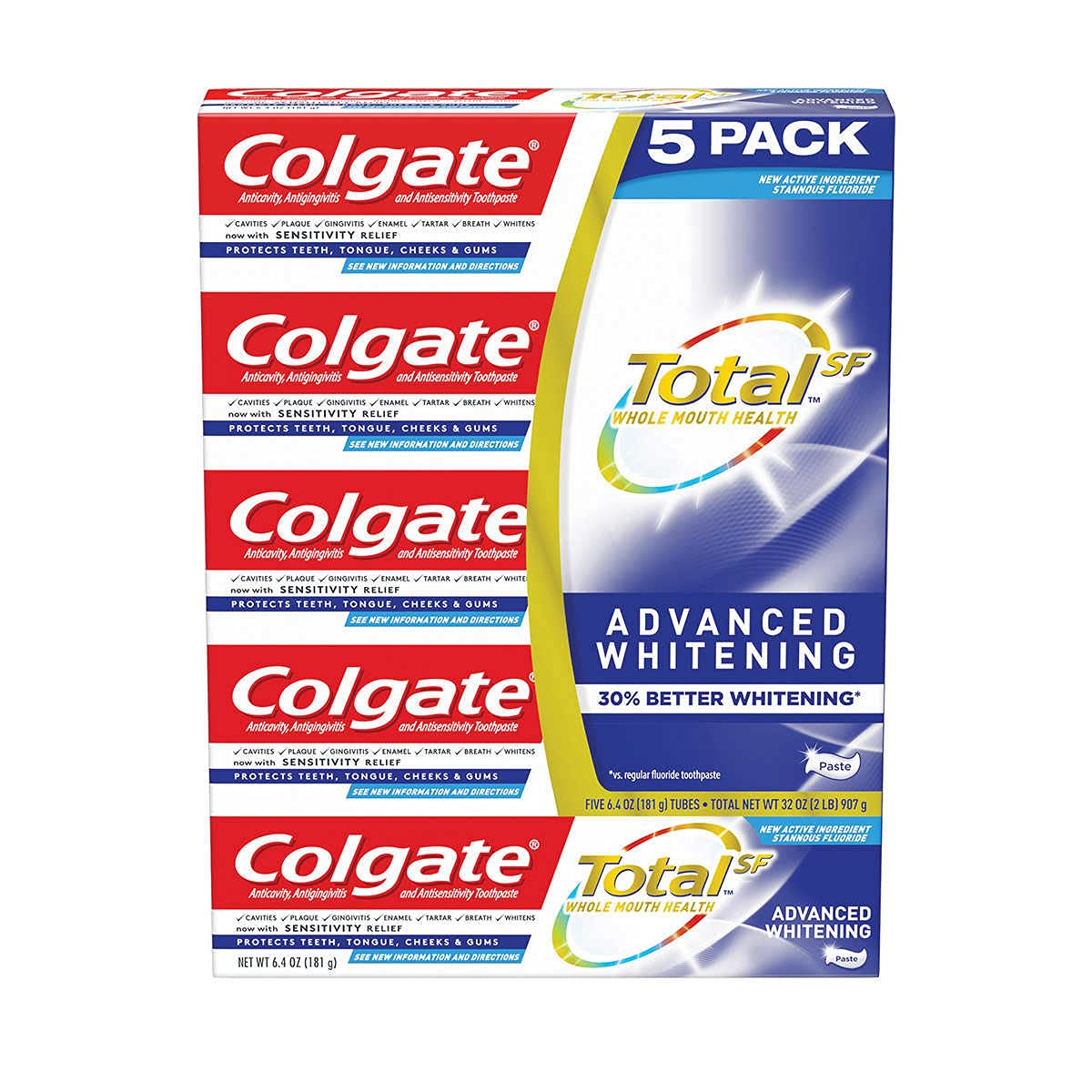 Amazon.com : Colgate Total SF Advanced Whitening Toothpaste, 6.4 Ounce ...