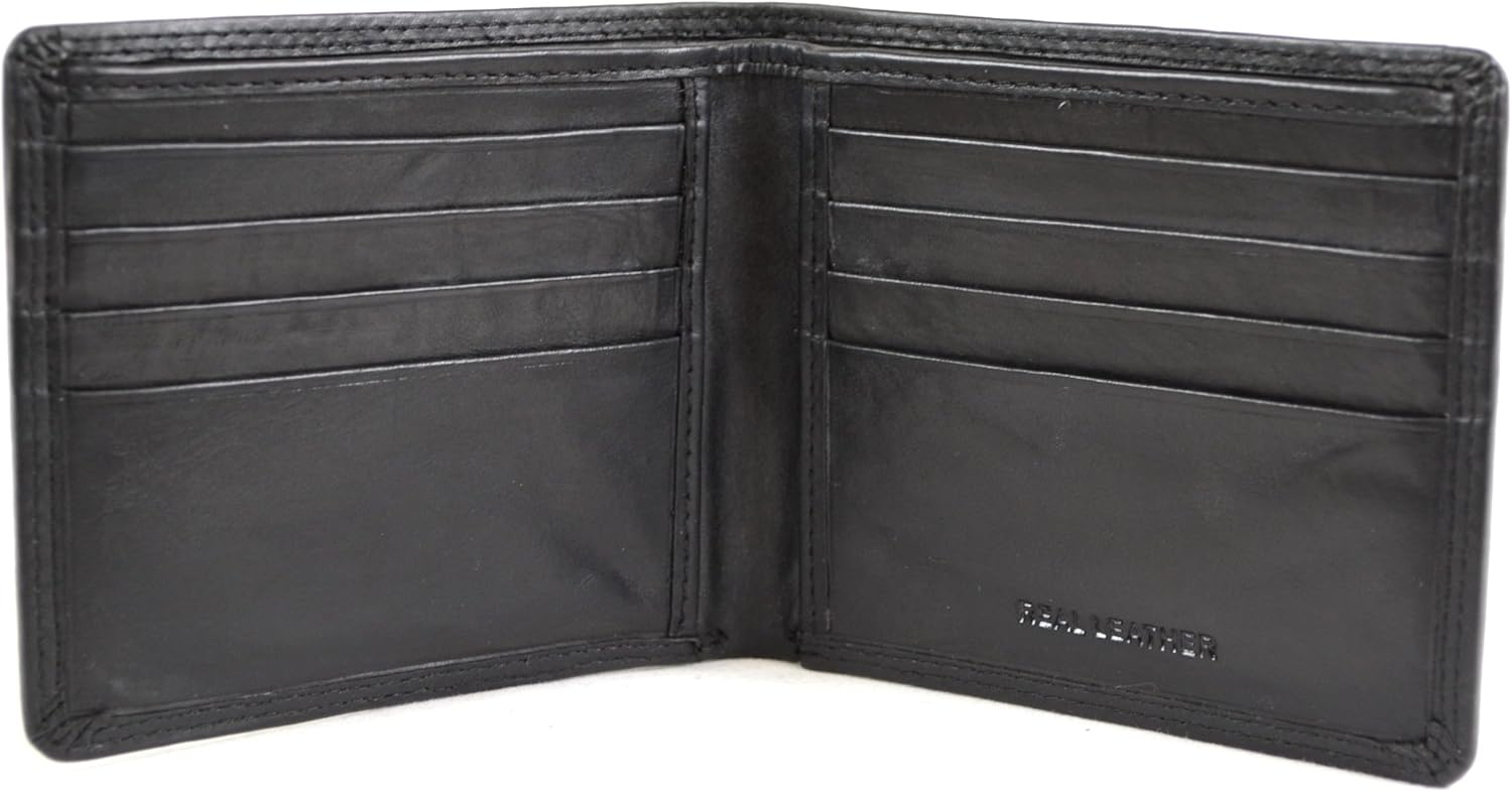 Amazon.com: Men's Soft Leather Wallet with Multiple Card Slots & Open ...