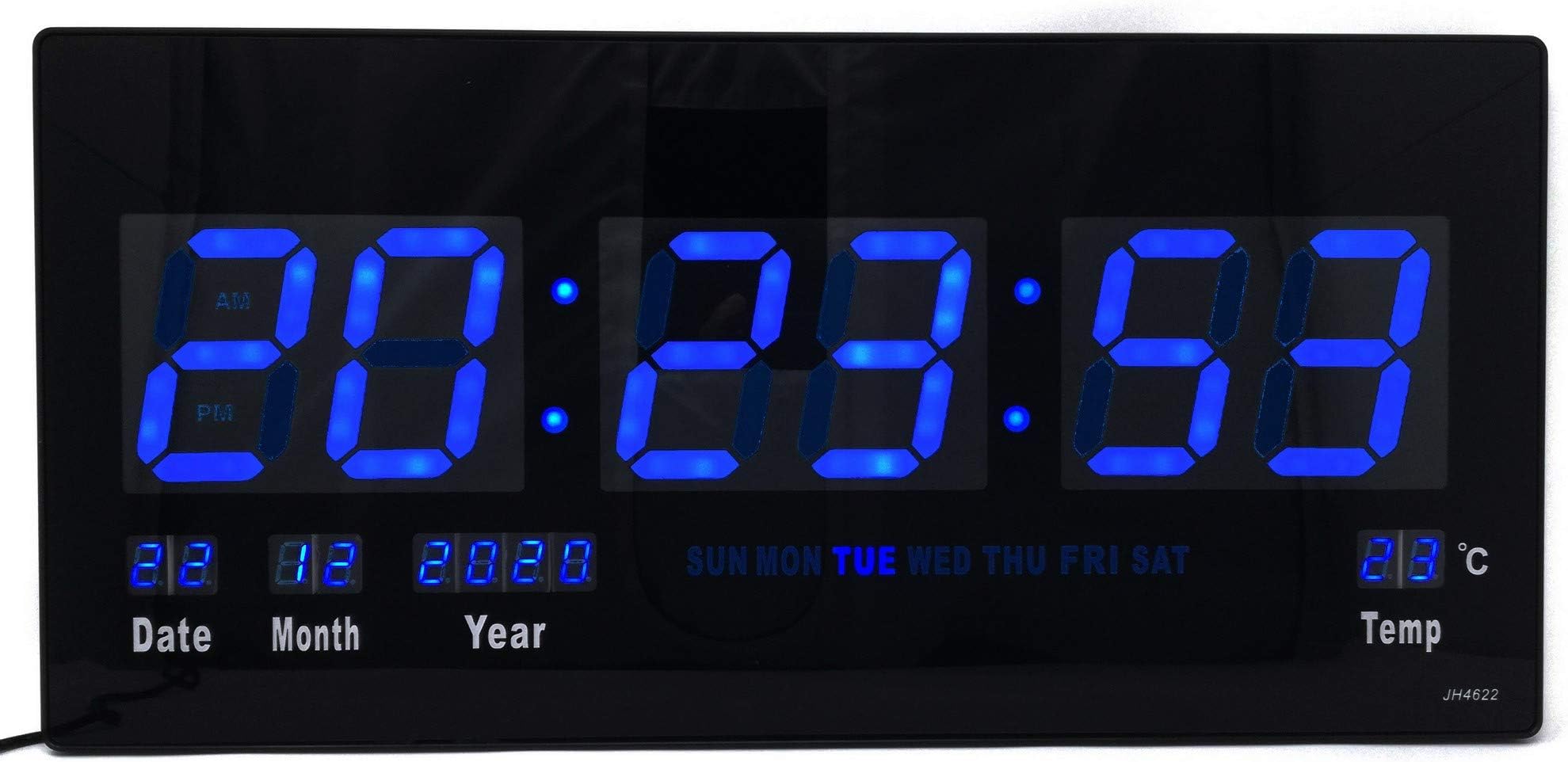 Lunartec Horloge Digitale Murale radiopilotée avec 170 LED - Bleu ...