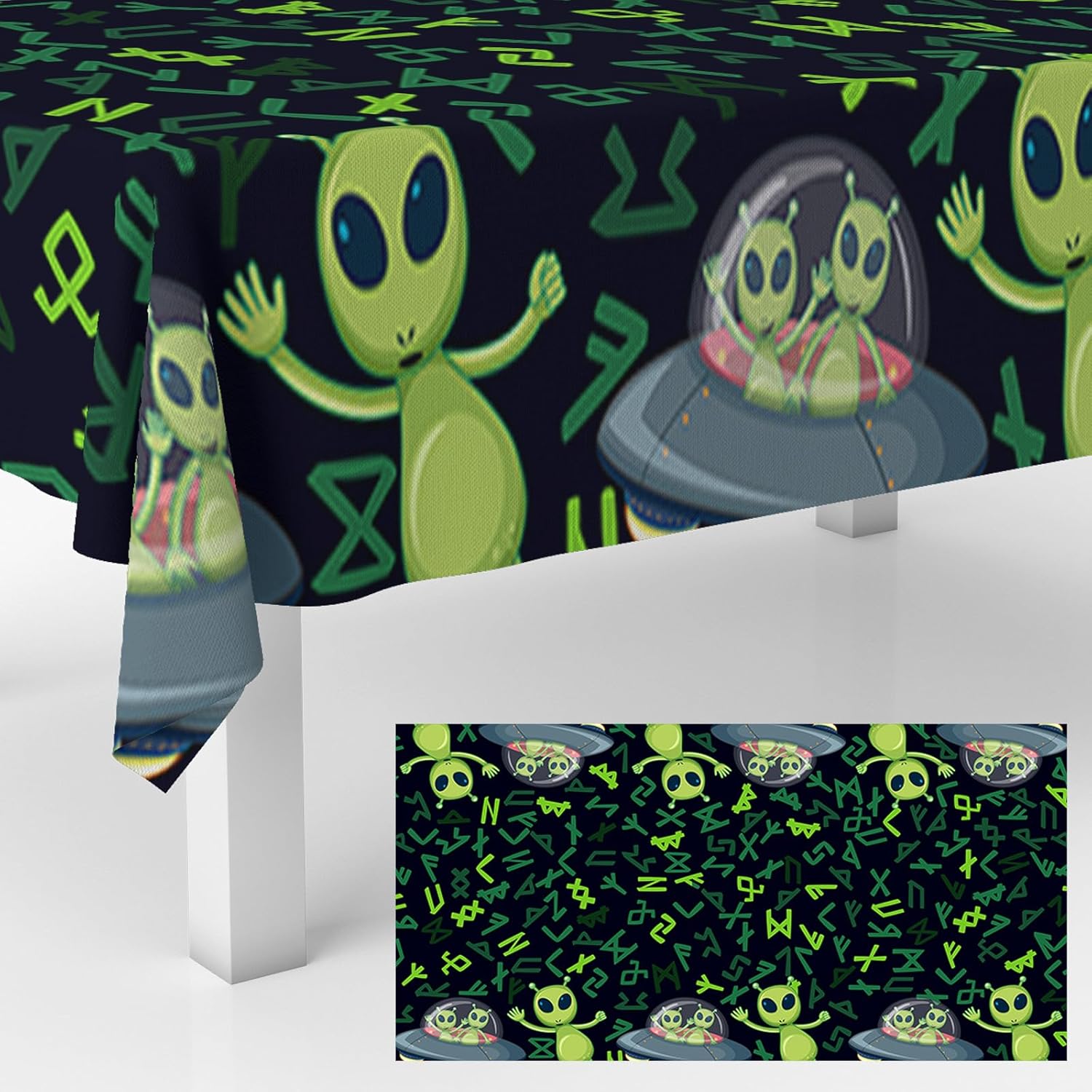 Amazon.com: GZBJMYGS Alien Party Tablecloths Alien Runes Outer Space ...