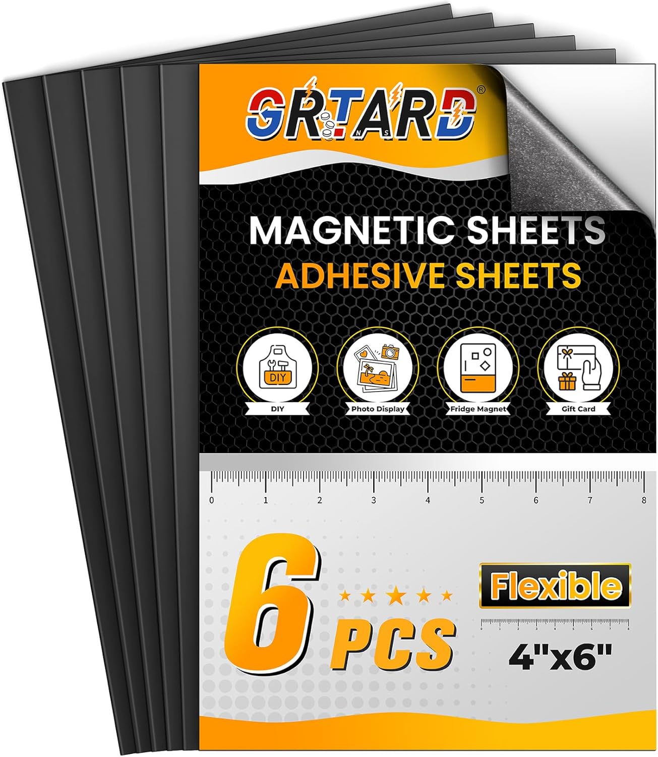 Amazon.com: Grtard 4" x 6" Magnetic Sheets with Adhesive Backing, 6 ...