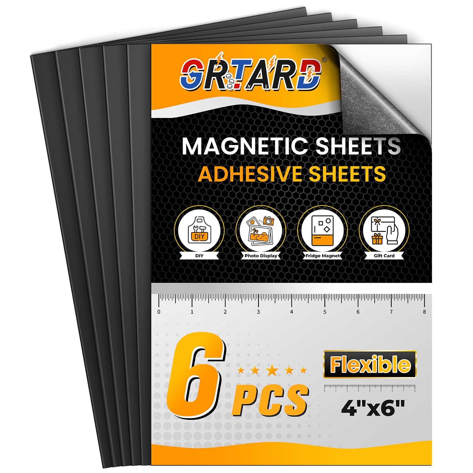 Snapklik.com : Magnetic Sheets, 6 Pack, 4" X 6", Black, Paper, Peel And ...