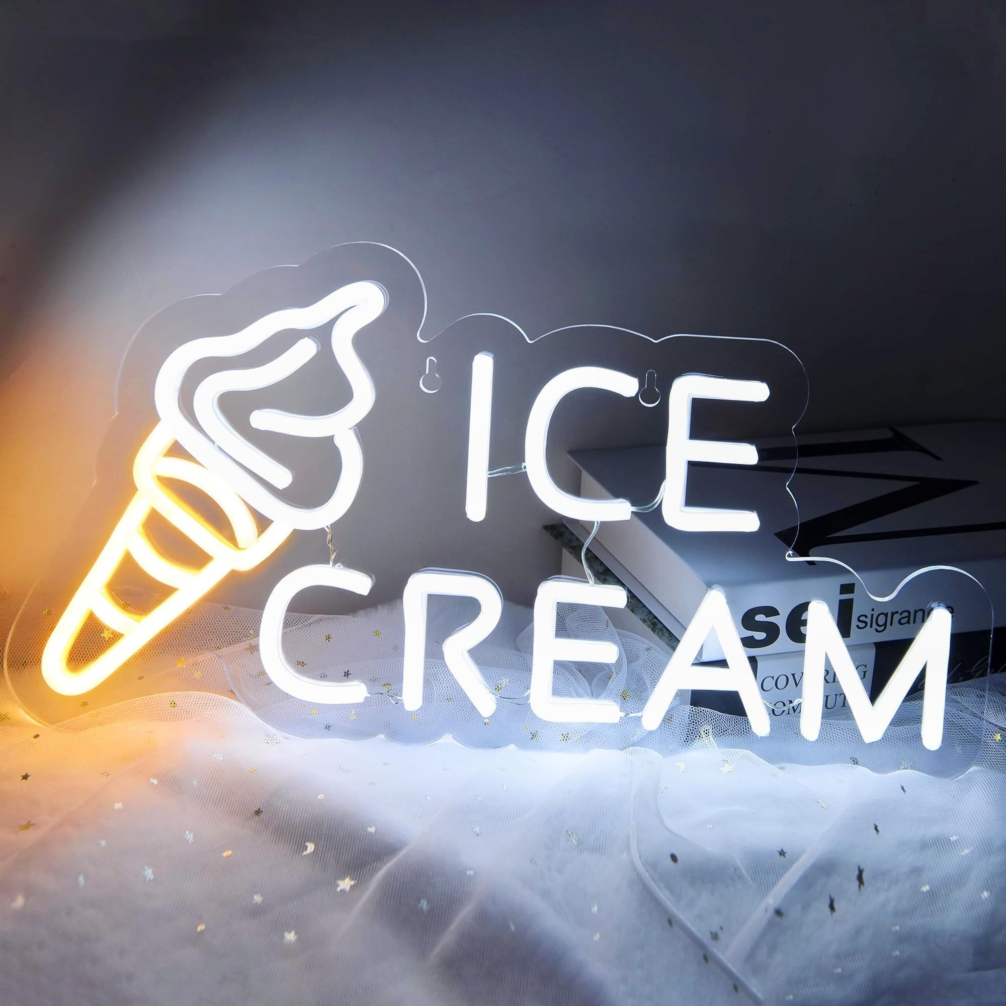 Amazon.com : ATTNEON Ice Cream Neon Sign for Wall Decor,Ice Cream Neon ...
