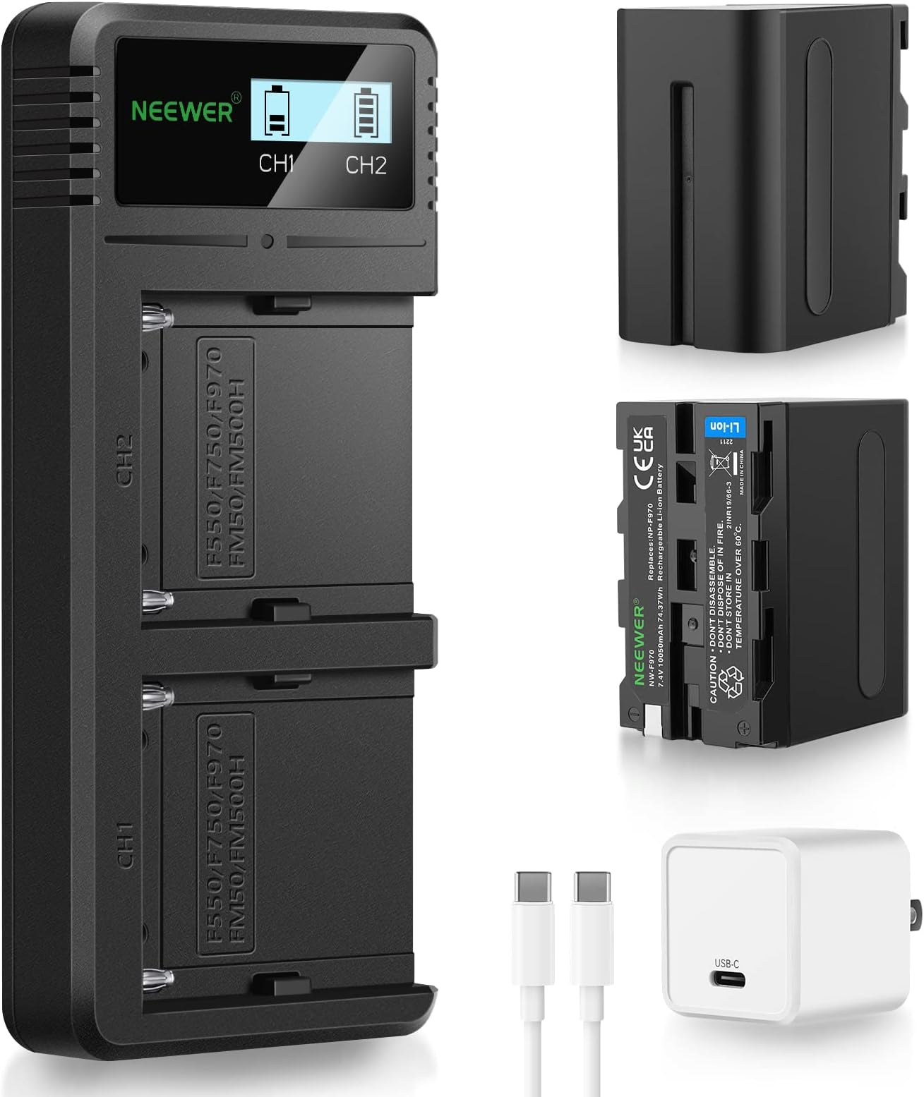 Amazon.com: NEEWER 10050mAh NP-F970 Battery with 20W PD Fast Charger ...