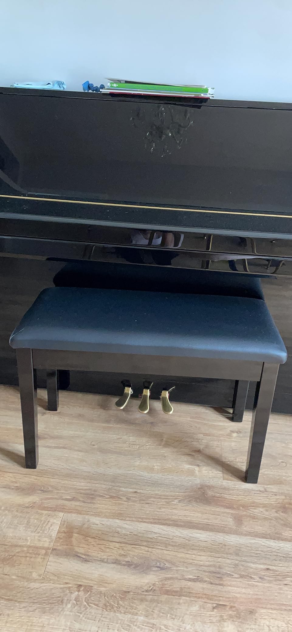 HOMCOM Classic Piano Bench Stool, PU Leather Padded Keyboard Stool with ...