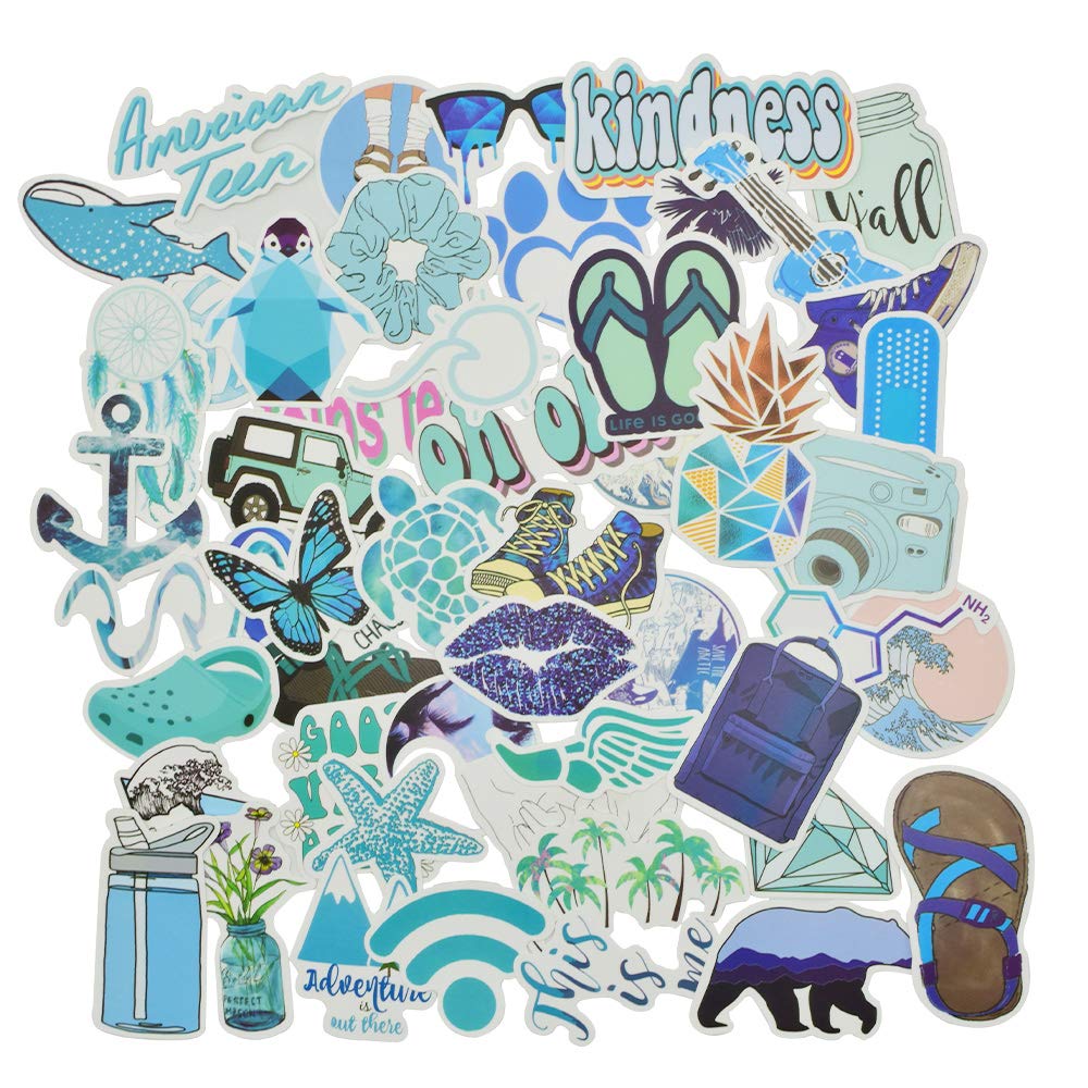Buy 50 Pcs Blue Waterproof Stickers for Bottles Pack Stickers for ...