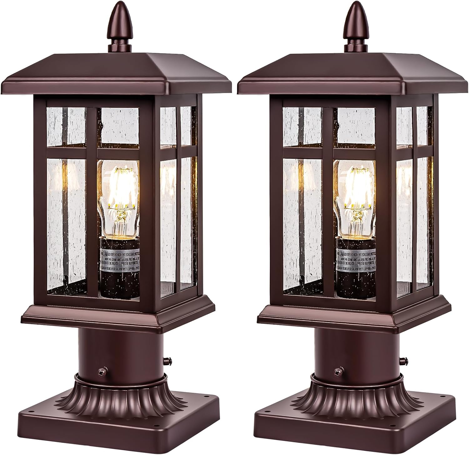Bronze Post Light 2 Packs, Hardwired Anti-Rust Exterior Light Fixture ...