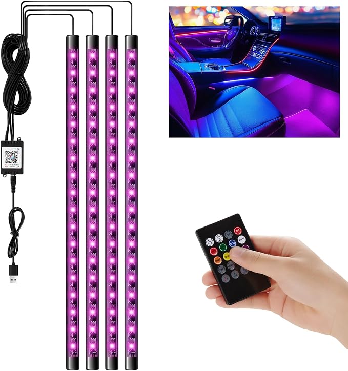 XEMQENER LED Interior Car Lights With Remote Control, 72 LEDs RGB Music ...