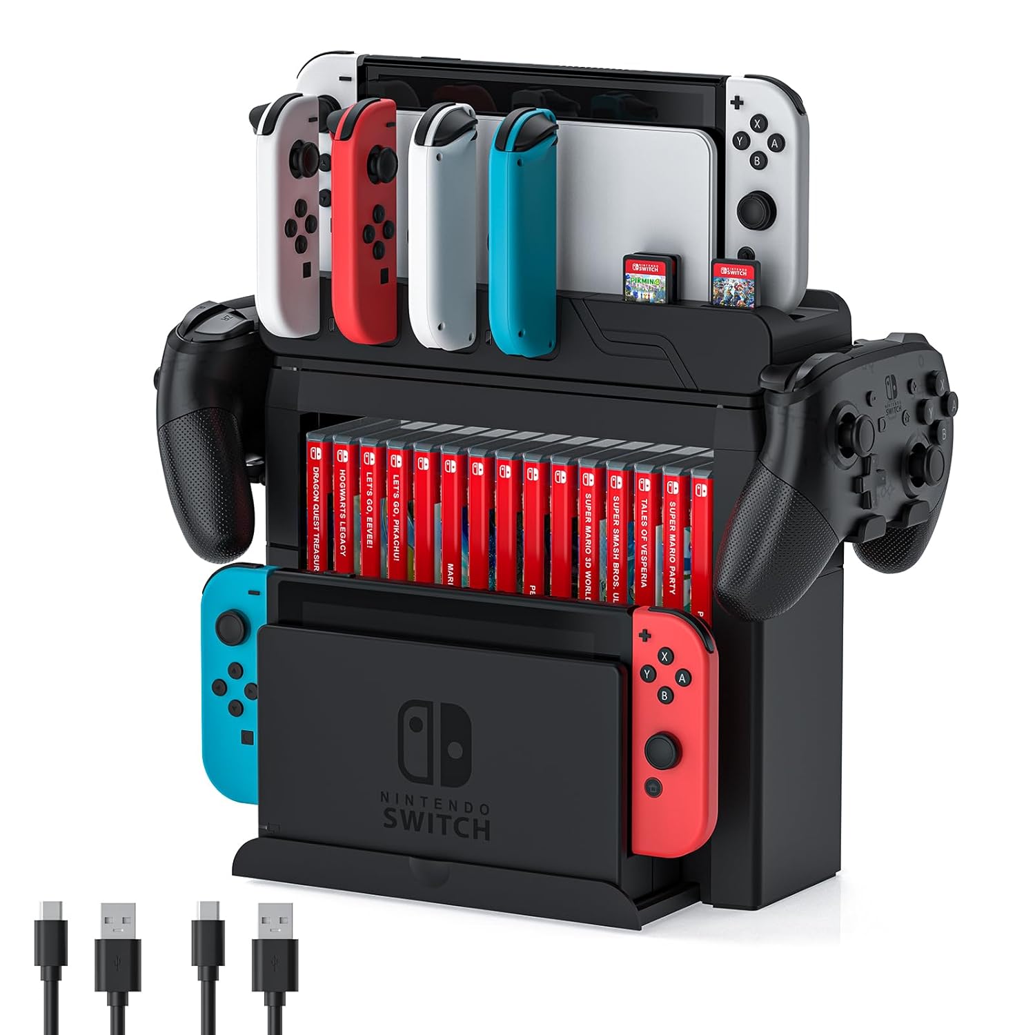 Amazon.com: Switch Game Storage with Controller Charger for Nintendo ...