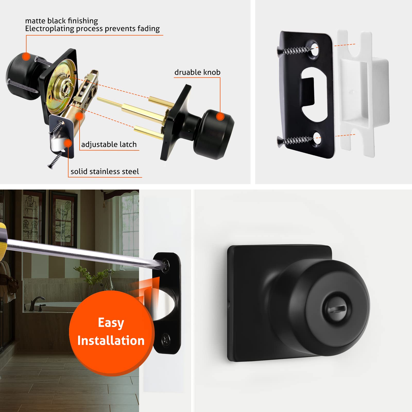 Haidms 10 Pack Matte Black Door Knobs Interior, Privacy Interior Door ...