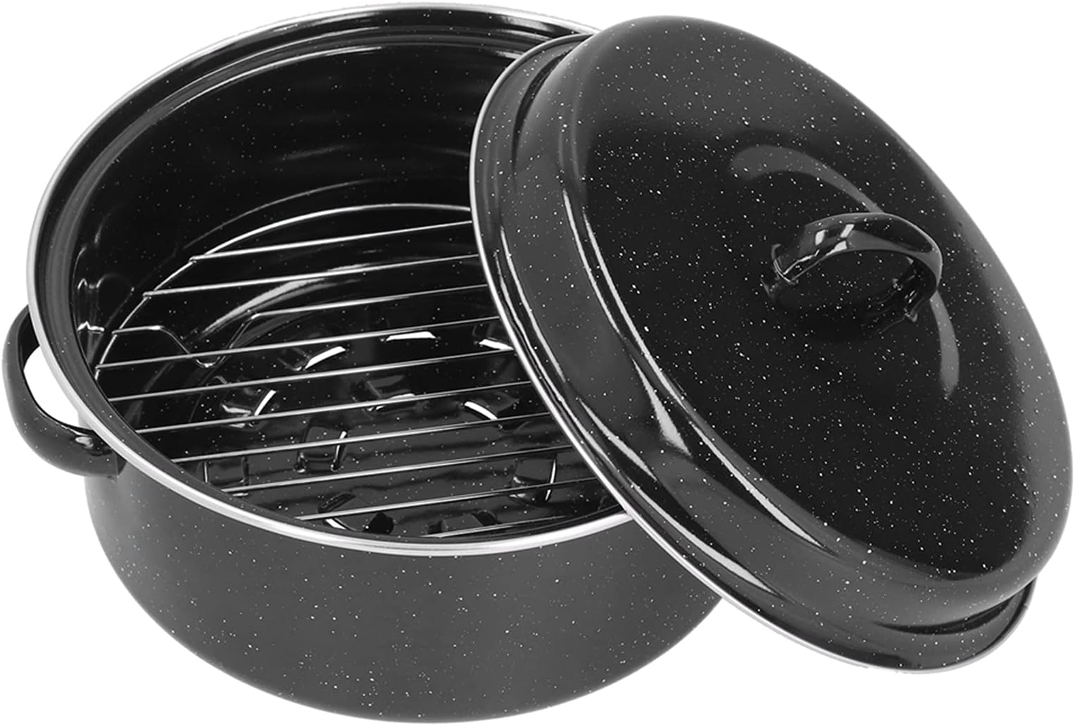 Amazon.com: ENAMORY 3-QT Black Covered Round Roaster Pan: Home & Kitchen