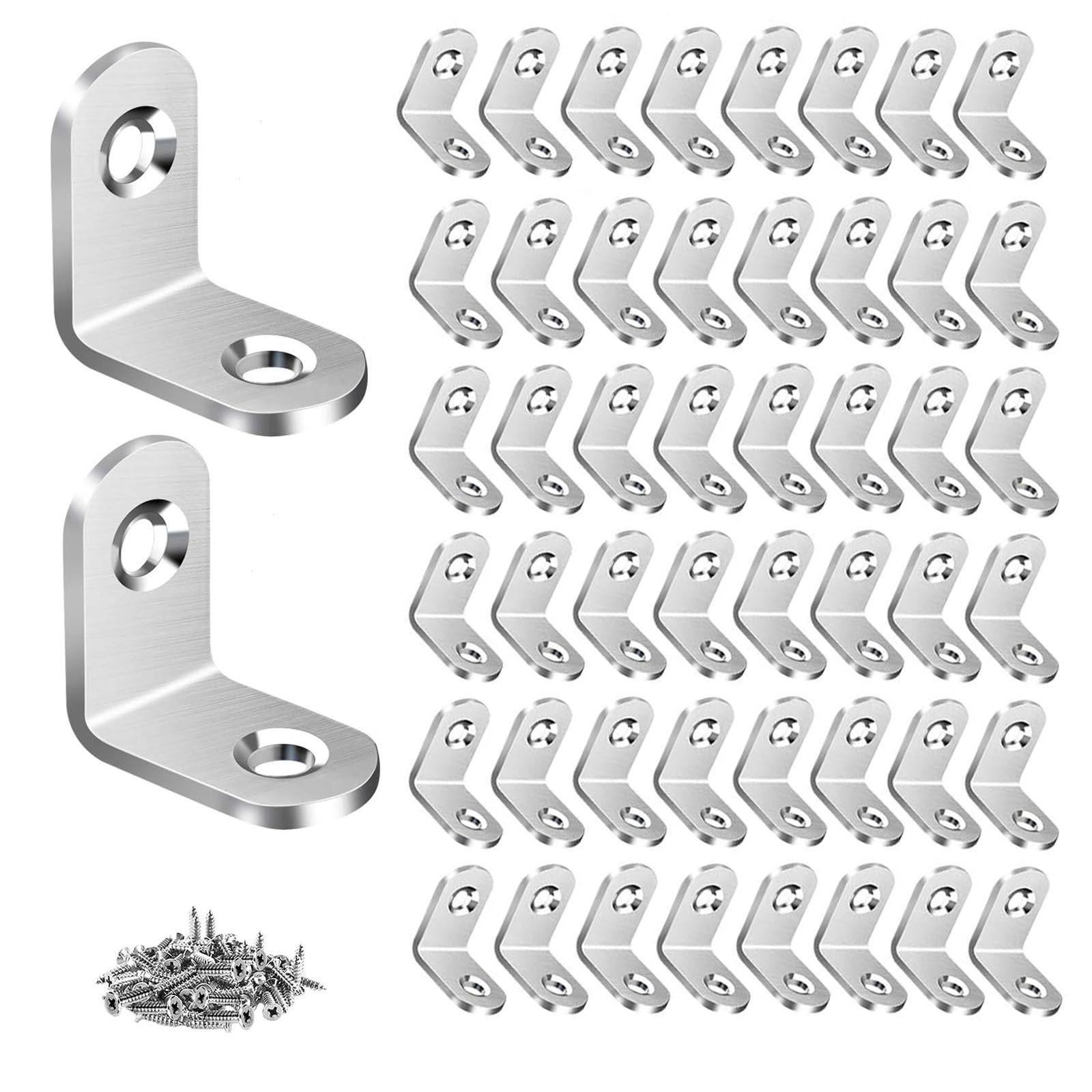 50 PCS L Bracket Corner Brace, Stainless Steel L Brackets, Metal Corner ...