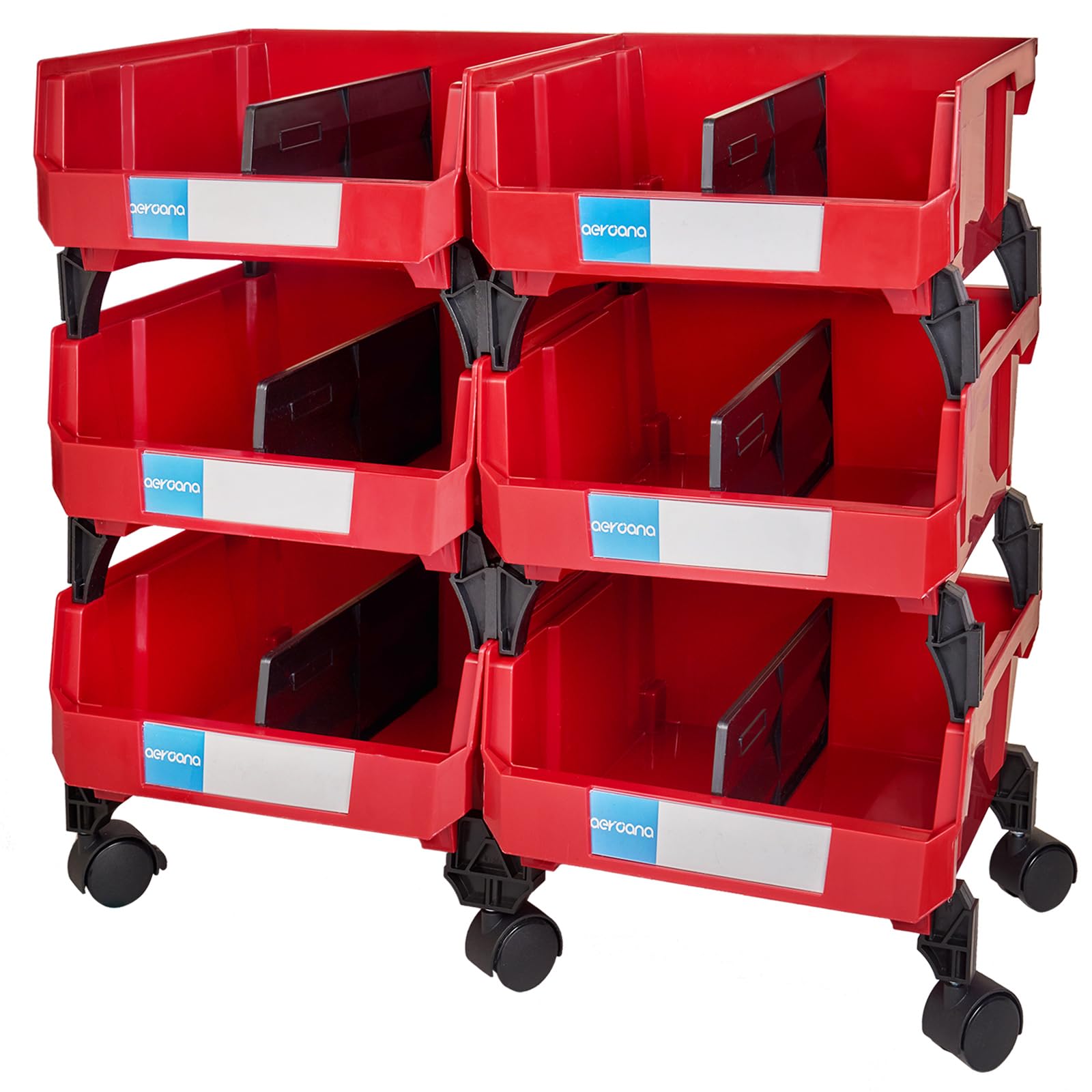 Large Stackable Plastic Storage Bins Shelf Tool Bins Workshop Tool Bins Wheeled Garage ...