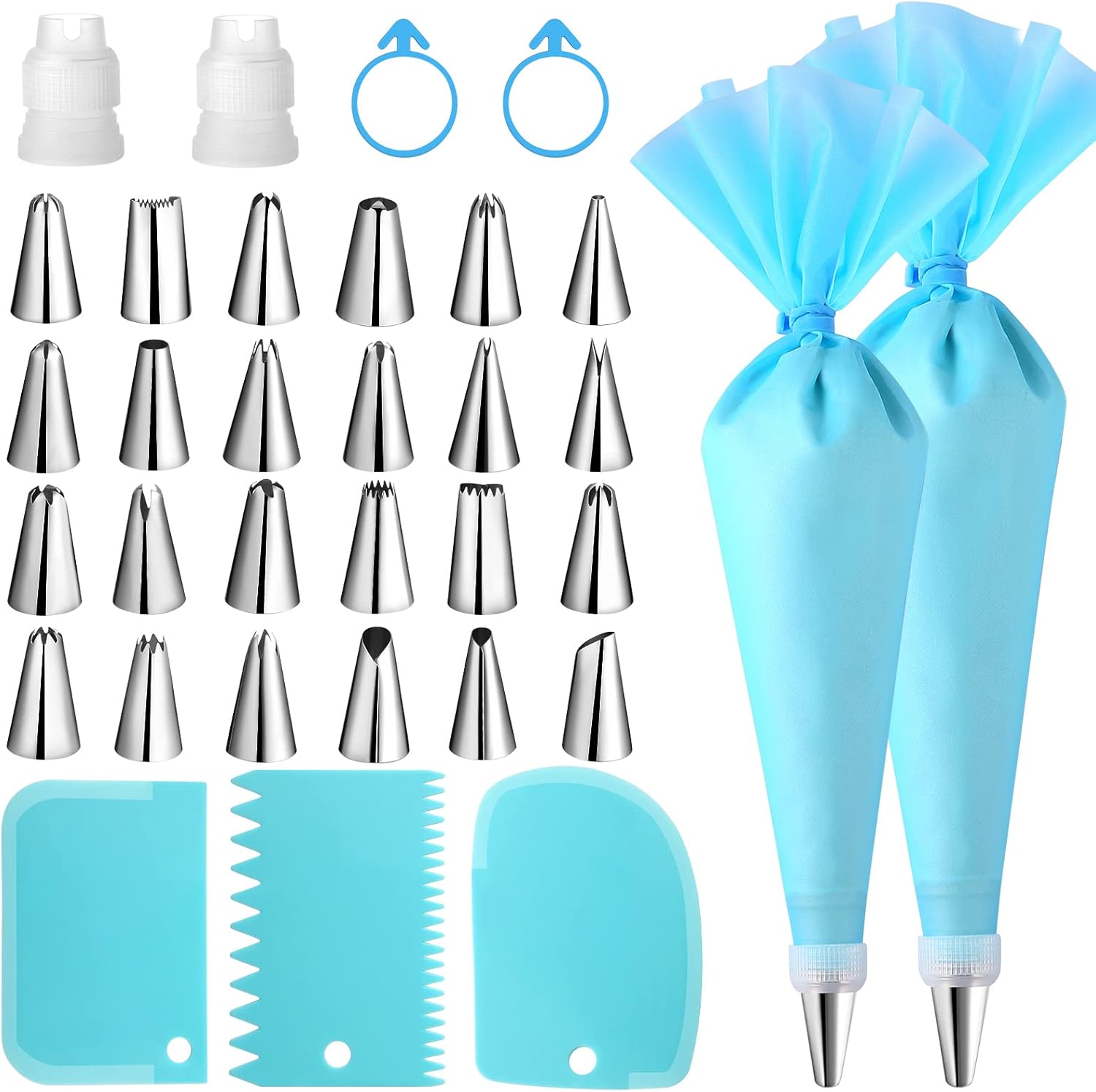 Amazon.com: 33PCS Icing Piping Bags and Tips Set, Reusable Pastry Bags ...