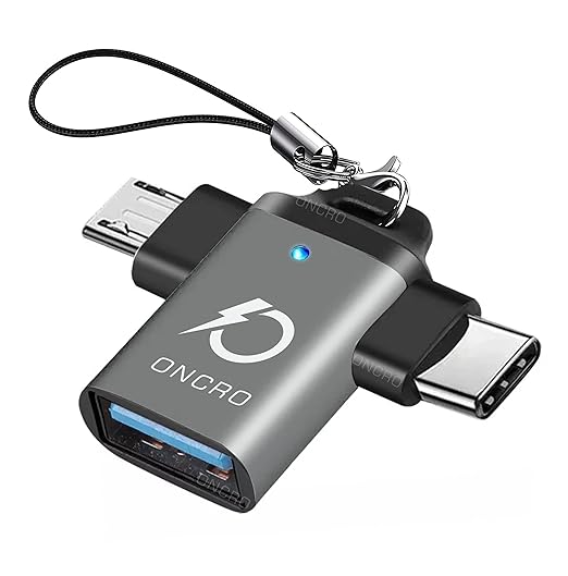 ONCRO® Smart LED Indicator Metal Female Gray USB 2 in 1 OTG Adapter OTG ...
