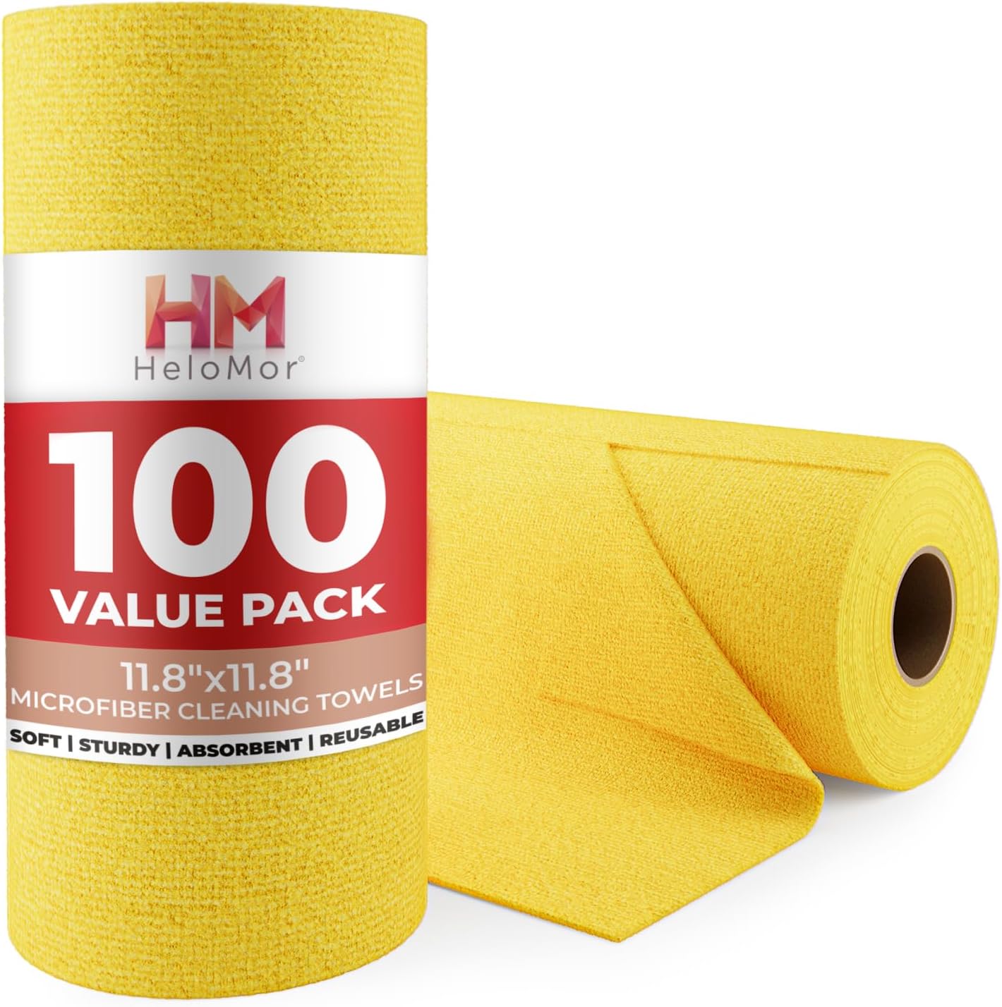 Amazon.com: HELOMOR 100 Pack Microfiber Cleaning Cloth Roll - Tear Away ...