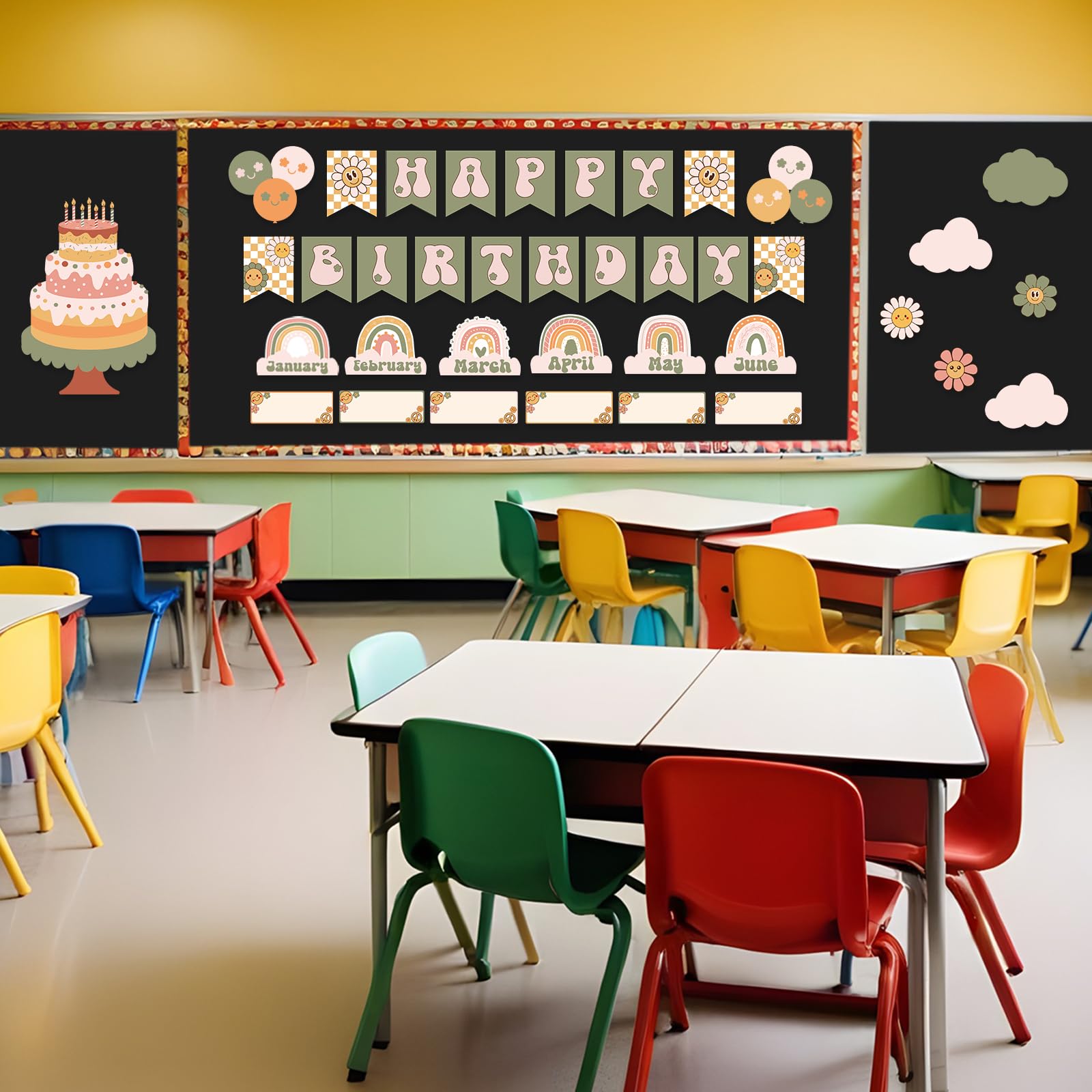 Snapklik.com : Nezyo Happy Birthday Classroom Bulletin Board Set, 80 ...