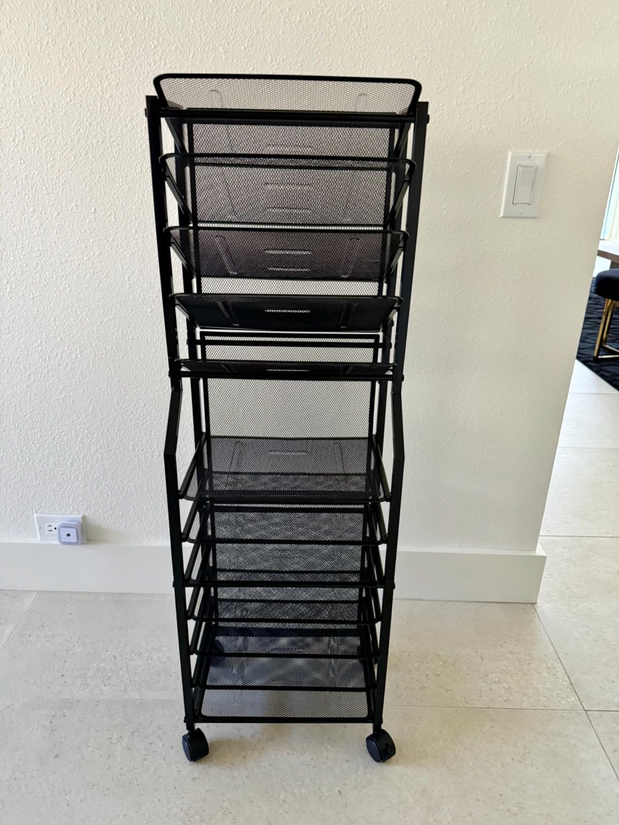 12-Tier Rolling File Cart - Multi-Functional Organizer with Sliding Tr ...