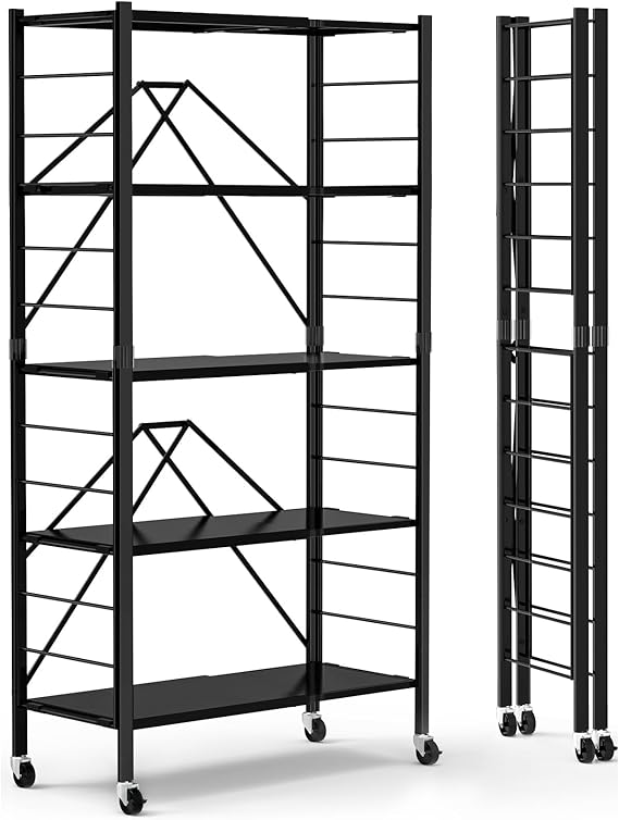 Amazon.com: 5 Tier Foldable Storage Shelves, Expandable Folding ...