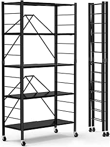 Amazon.com: 5 Tier Foldable Storage Shelves, Expandable Folding ...