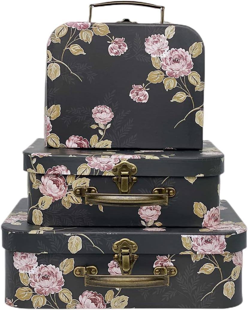 Amazon.com: Household Essentials 3-Piece Hat Box Set with Faux Leather ...