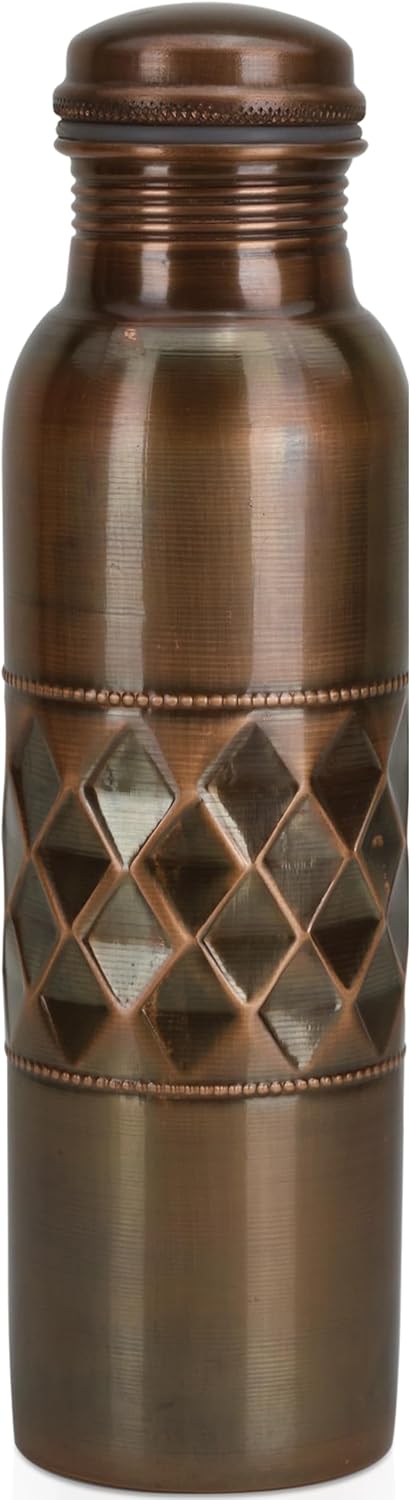 Amazon.com: Copper Drinking Water Bottle 34 Oz Antique Black Diamond ...