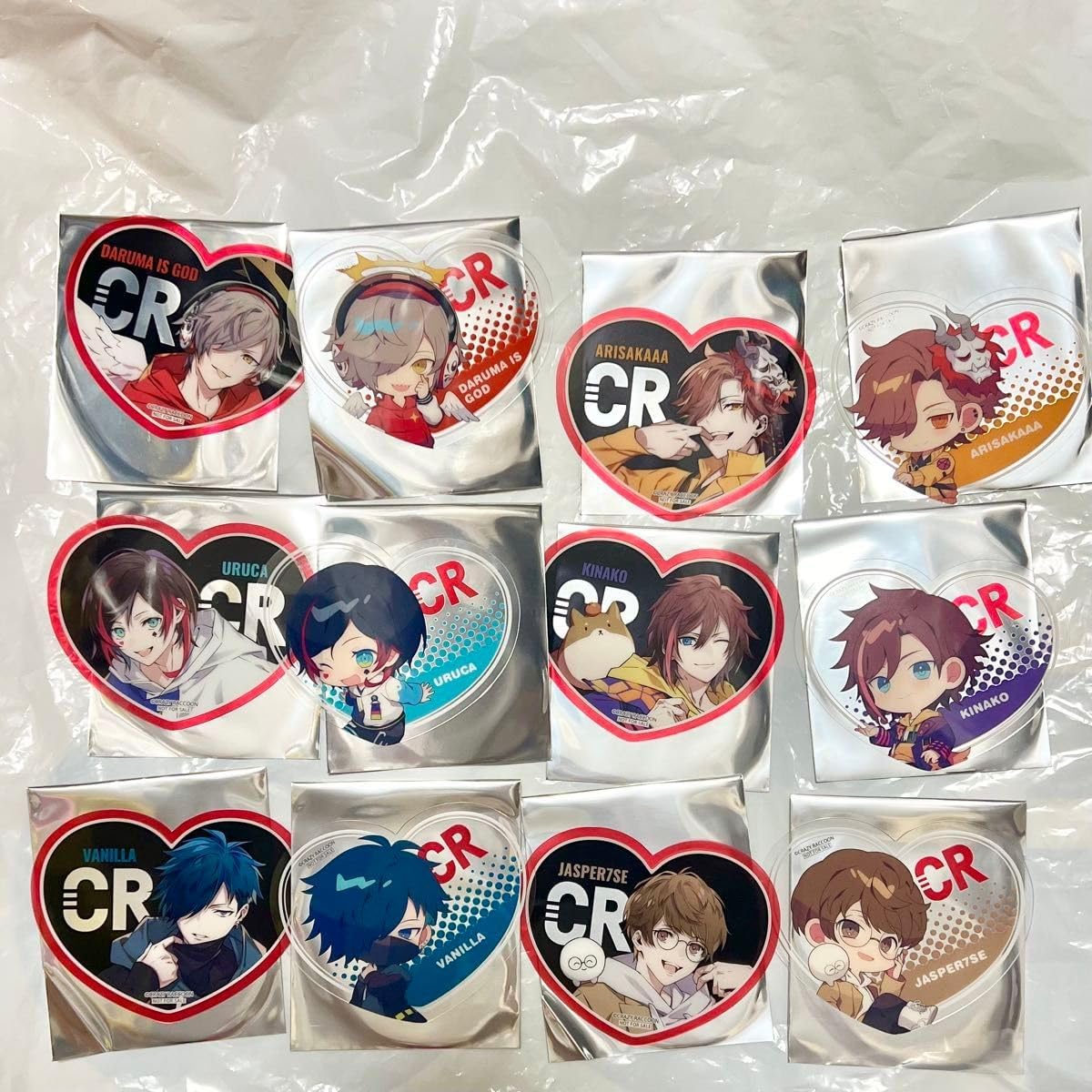 Amazon.co.jp: Crazy Raccoon クレイジーラクーン CR GiGO コラボ キャンペーン 第2弾 特典 第1弾 ハート型クリアしおり 全12種セット コンプリートセット ...