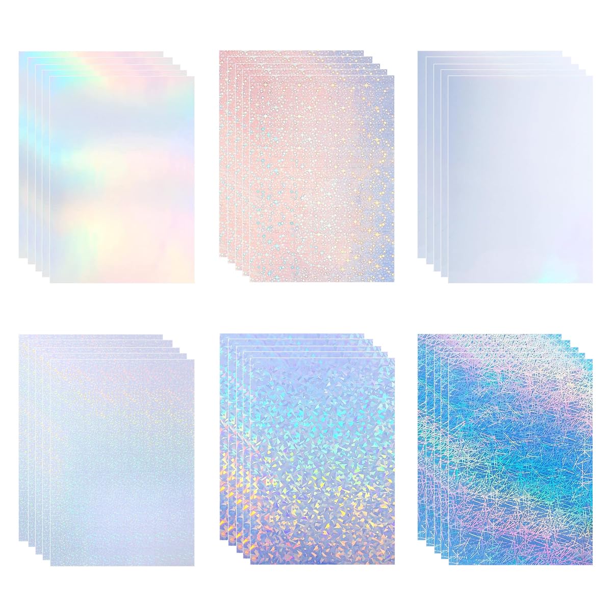 Wonninek 30 Sheets A4 Holographic Paper Sticker, Printable Waterproof ...